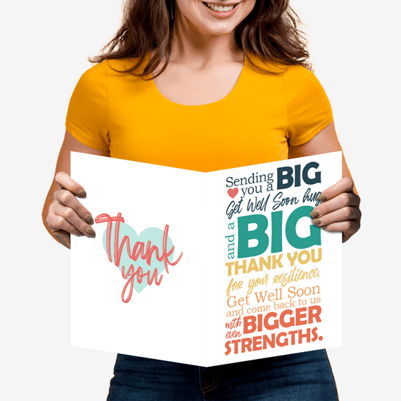 Big Thank You Card with Envelope, 8.5" x 11" Large Jumbo Size Group ...