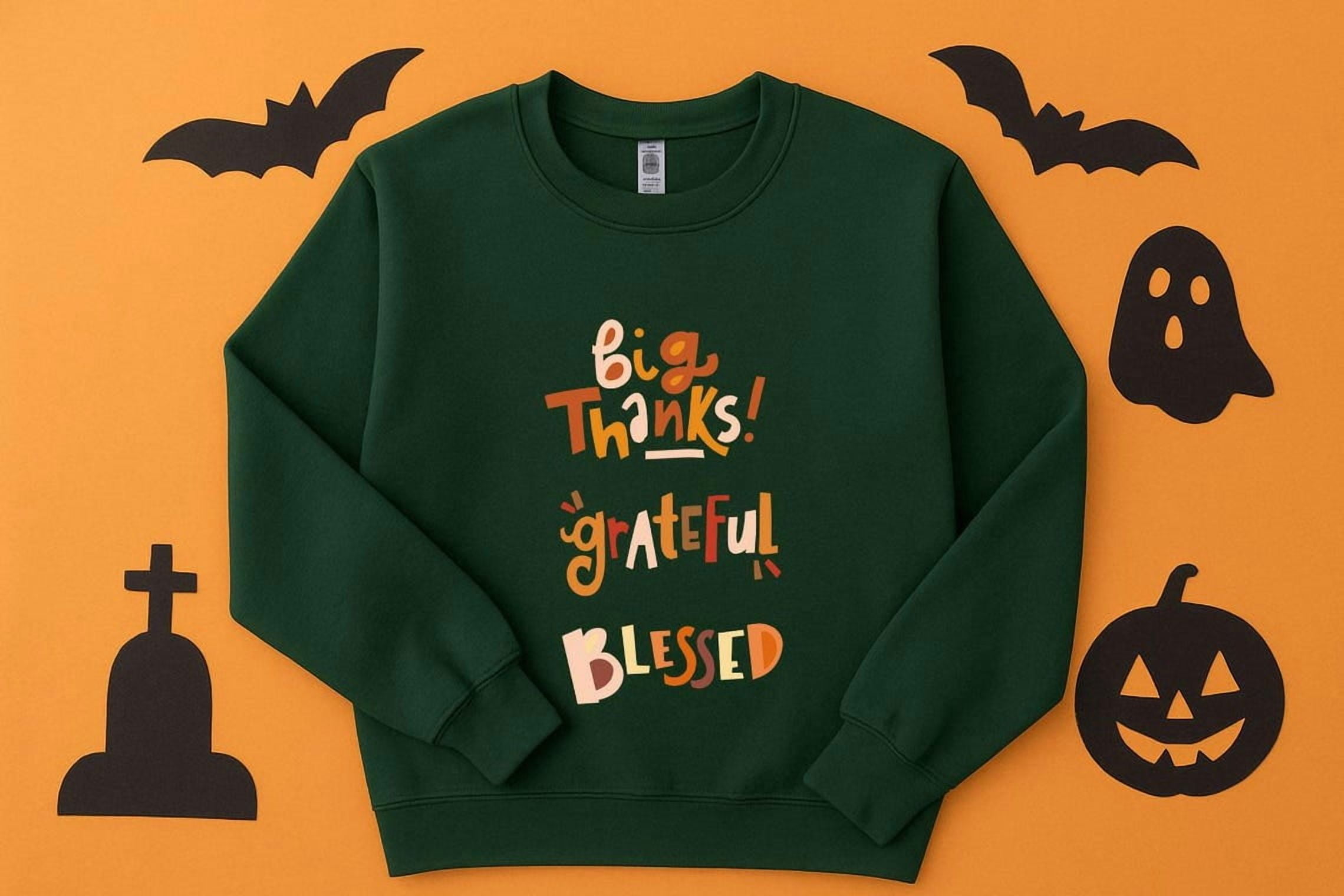 Big Thanks Grateful Blessed Fall Sweatshirt, Pumpkin Sweater, Autumn ...