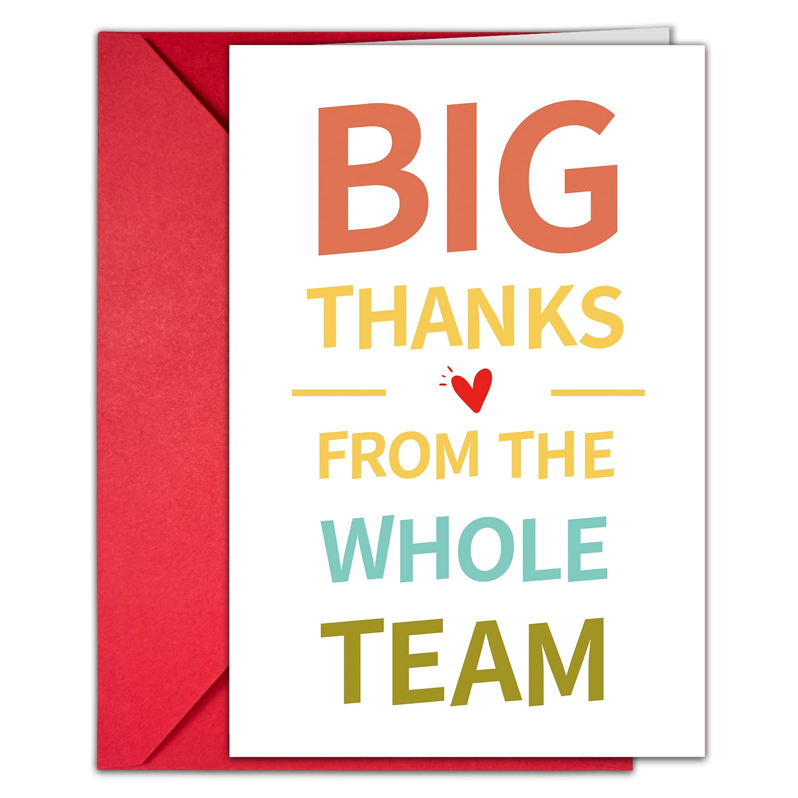 Big Thanks Team Card – Colorful Gratitude Card with Red Envelope ...