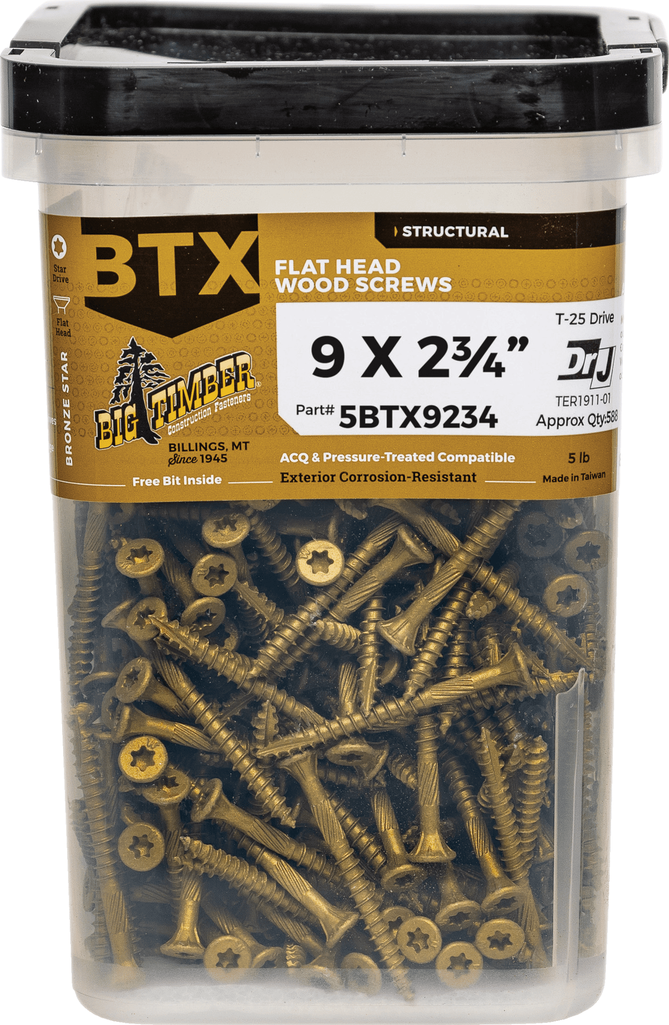 Big Fastener - Big Timber Bronze Star Drive Flat Head Wood Screws ...