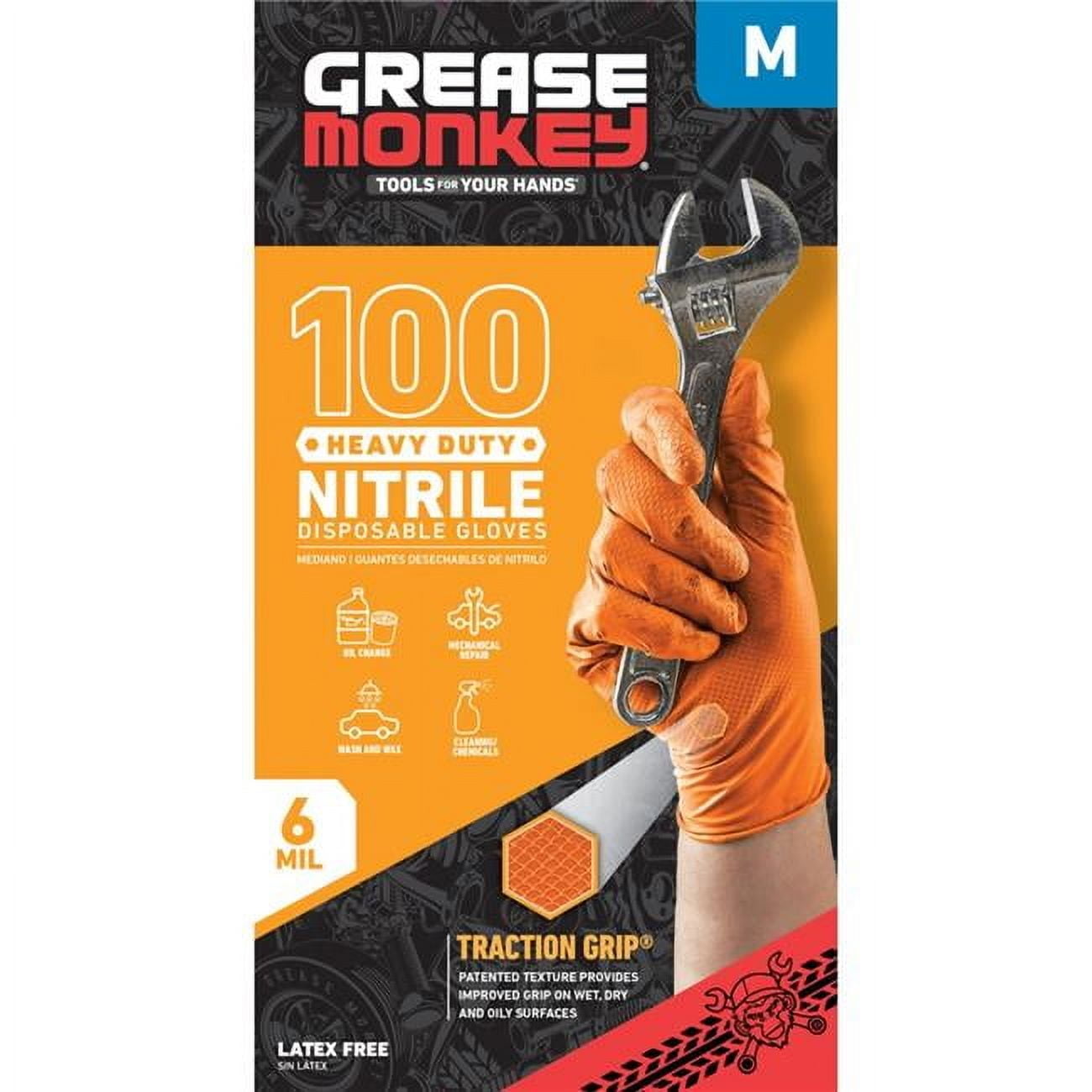 Big Time Products Grease Monkey Heavy Duty Nitrile Disposable Gloves ...