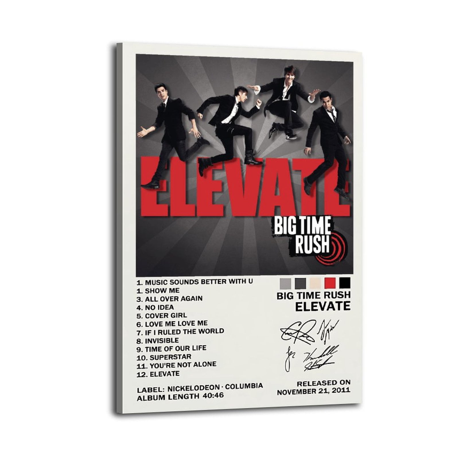 Big Time Rush Elevate Canvas Art Wall Decor Posters Home Bar Restaurant Garage Cafe Logo Gift ...