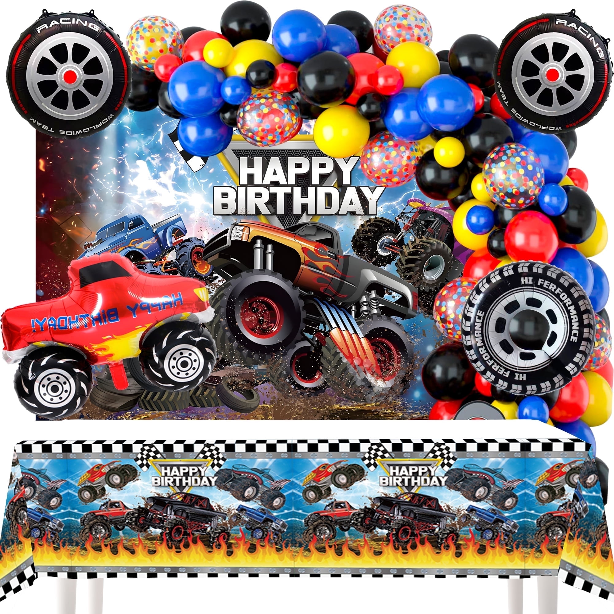 Big Tire Truck Party Supplies, 26 Pcs Truck Birthday Decorations ...