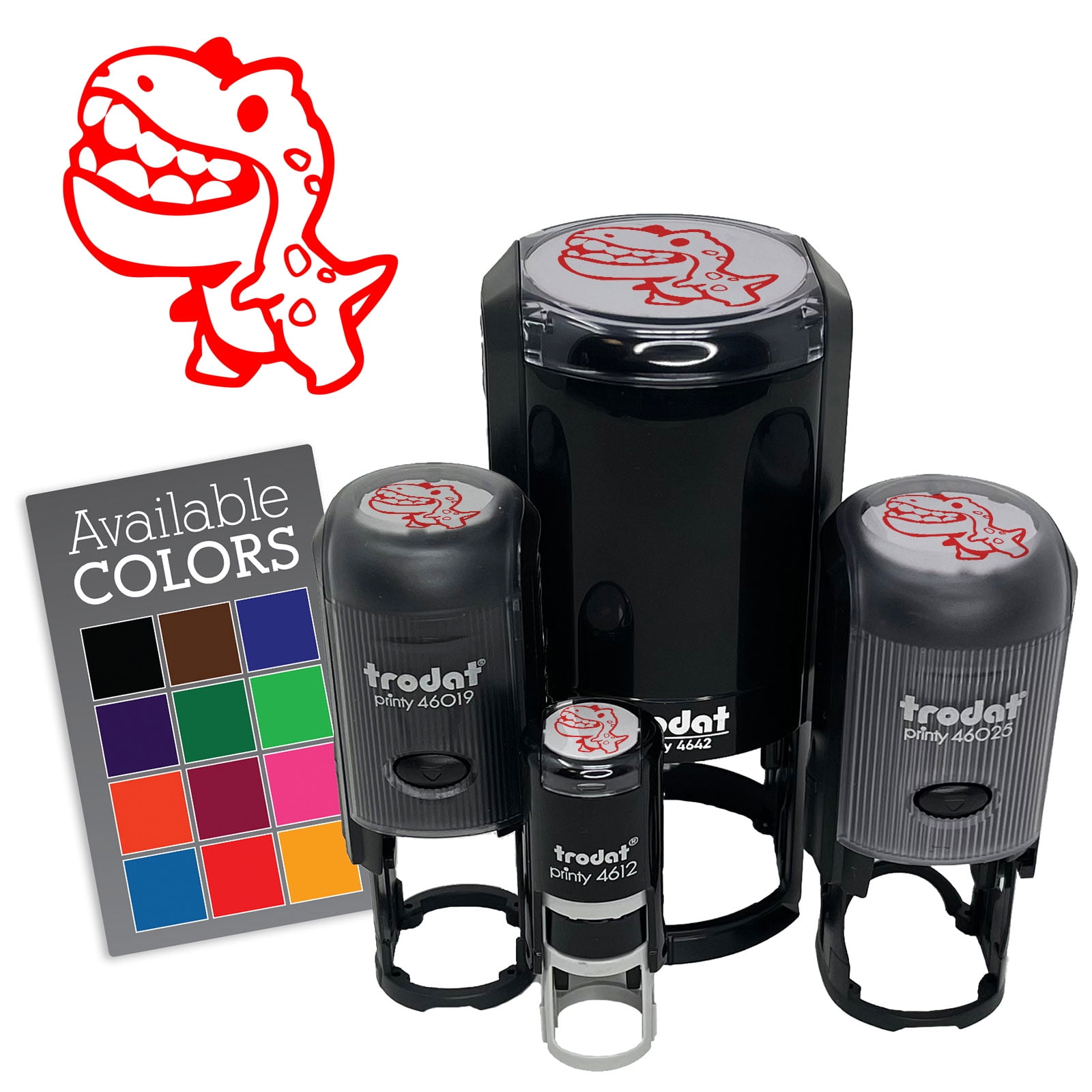 Big Toothed Cartoon Dinosaur Tyrannosaurus Rex Self-Inking Rubber Stamp ...