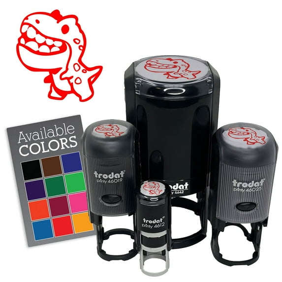 Big Toothed Cartoon Dinosaur Tyrannosaurus Rex Self-Inking Rubber Stamp ...