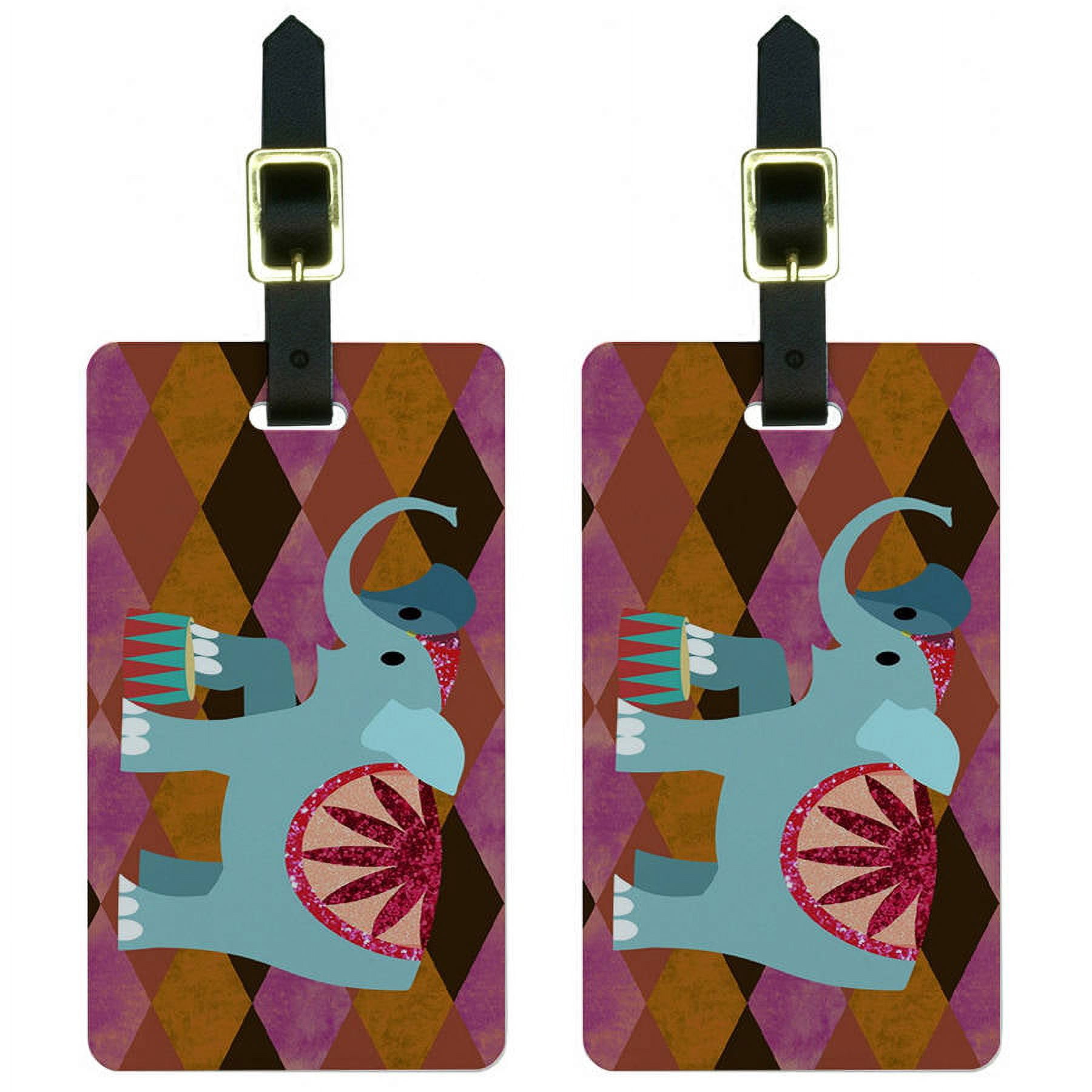 Big Top Circus Elephant Luggage Tags Suitcase Carry-On ID, Set of 2 ...