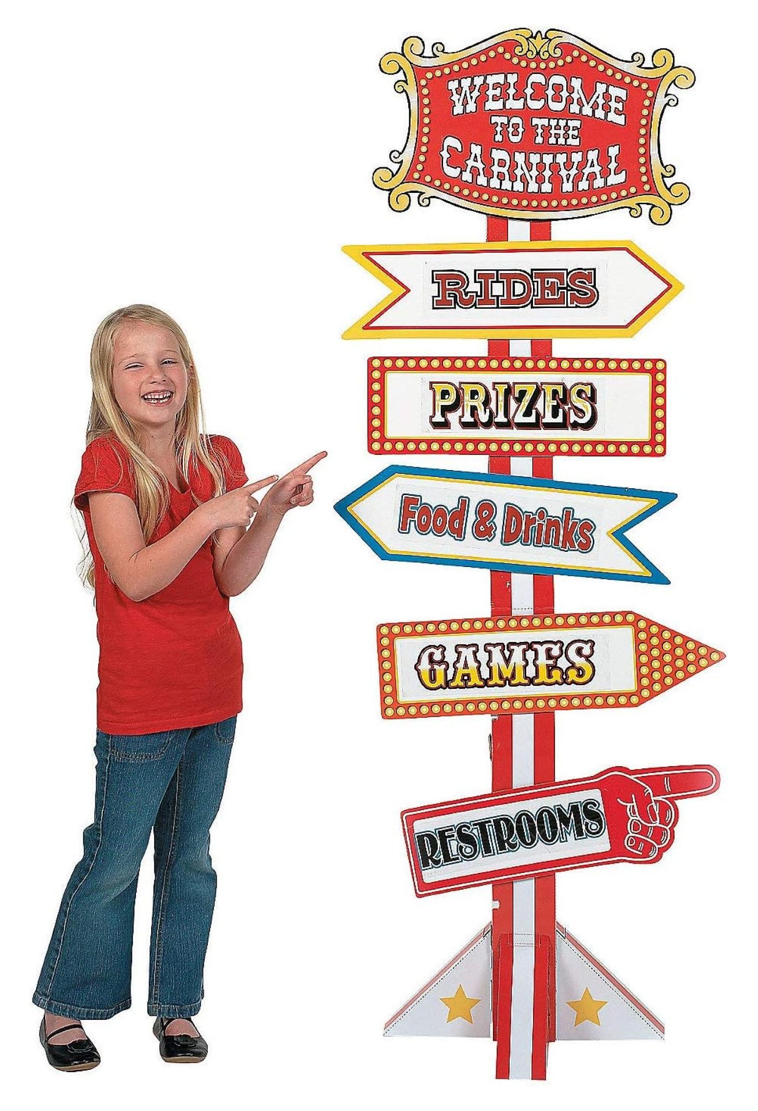 Big Top and Carnival Directional Sign (5 feet Tall Cardboard Stand up ...