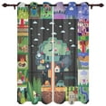 Big Tree Lattice Cartoon Kitchen Curtain Kids Bedroom Living Room ...