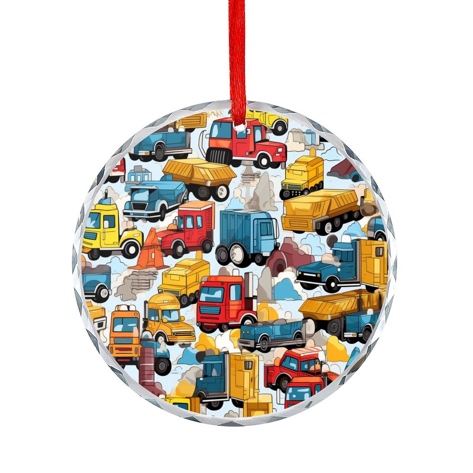 Big Truck Cartoon Christmas Ornament Construction Crew Vehicle Holiday ...