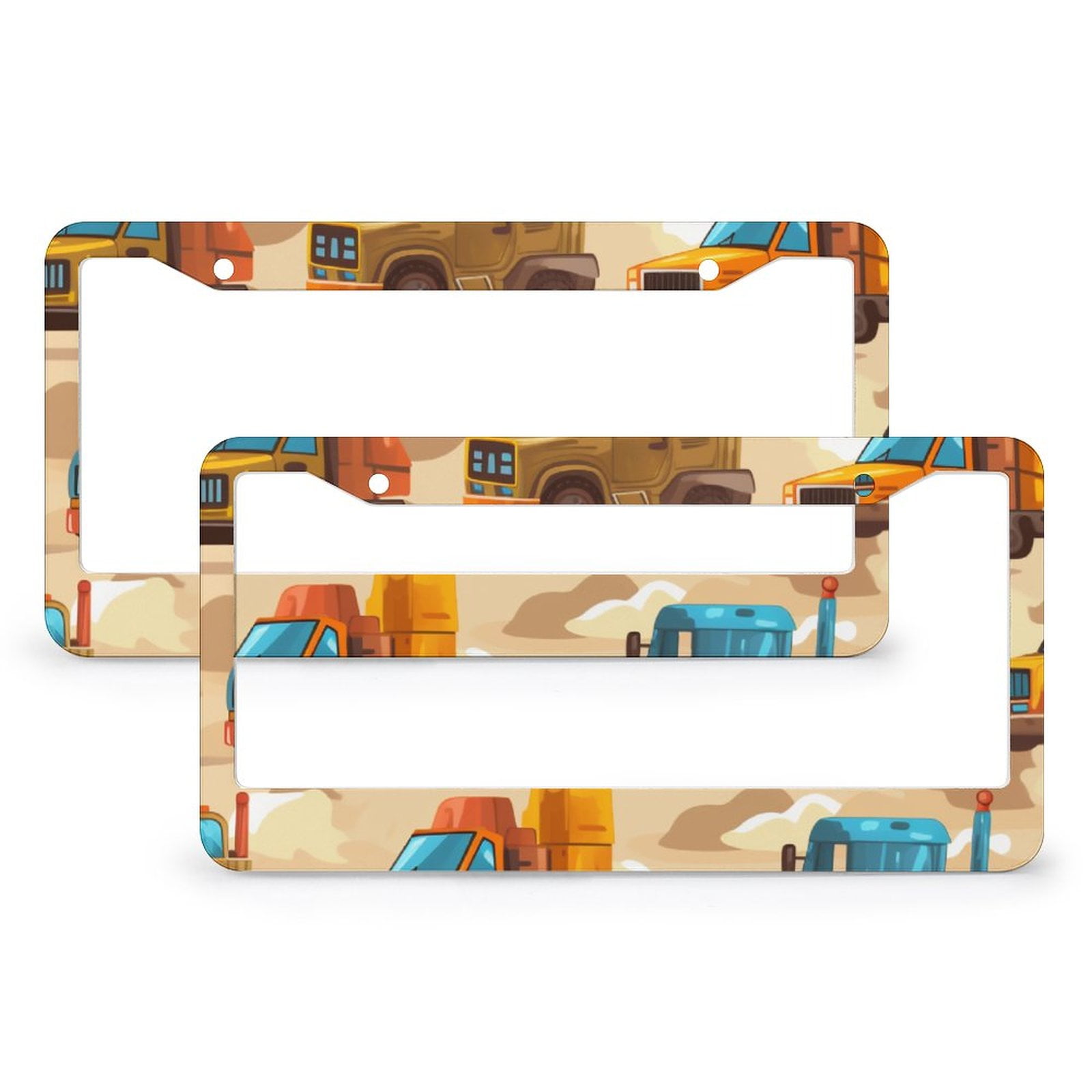 Big Truck Cartoon License Plate Frames 2 Pieces Equipment Trucks ...