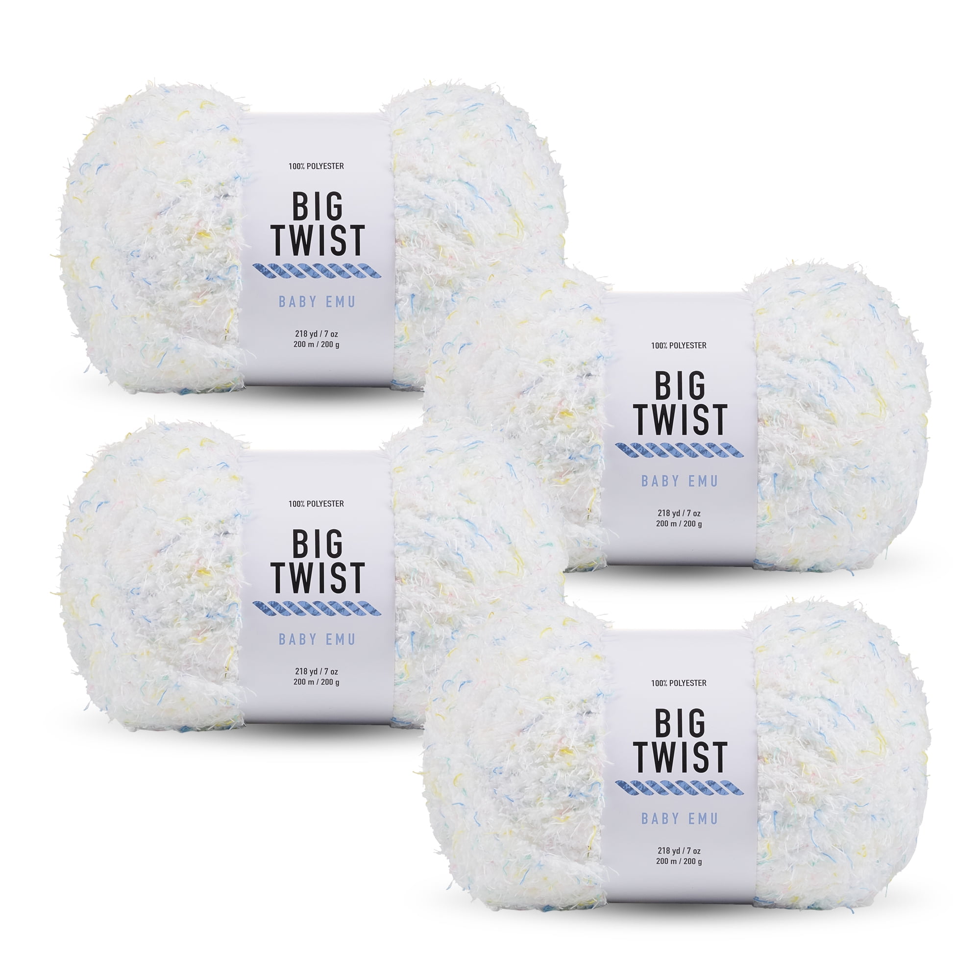 Big Twist Baby Emu 4 Pack Bulky Polyester Yarn, Snowy Owl, 218 yd, 7 oz ...