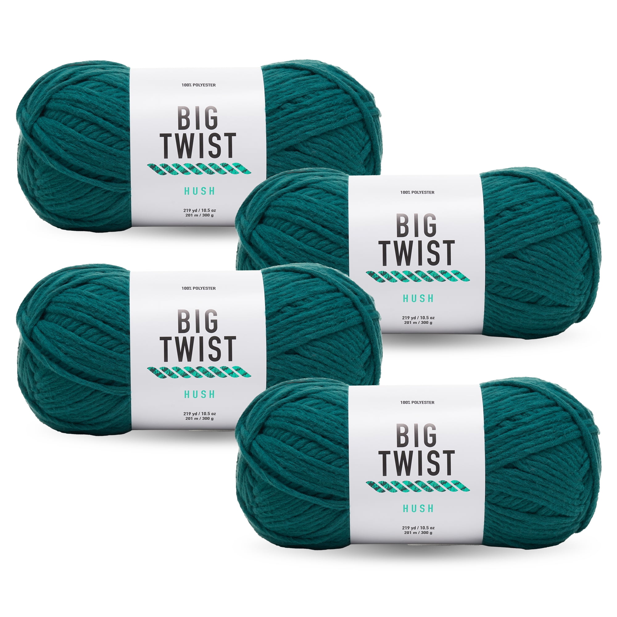 Big Twist Hush 4 Pack Bulky Polyester Yarn, Evergreen, 219 yd, 10.5 oz - Walmart.com