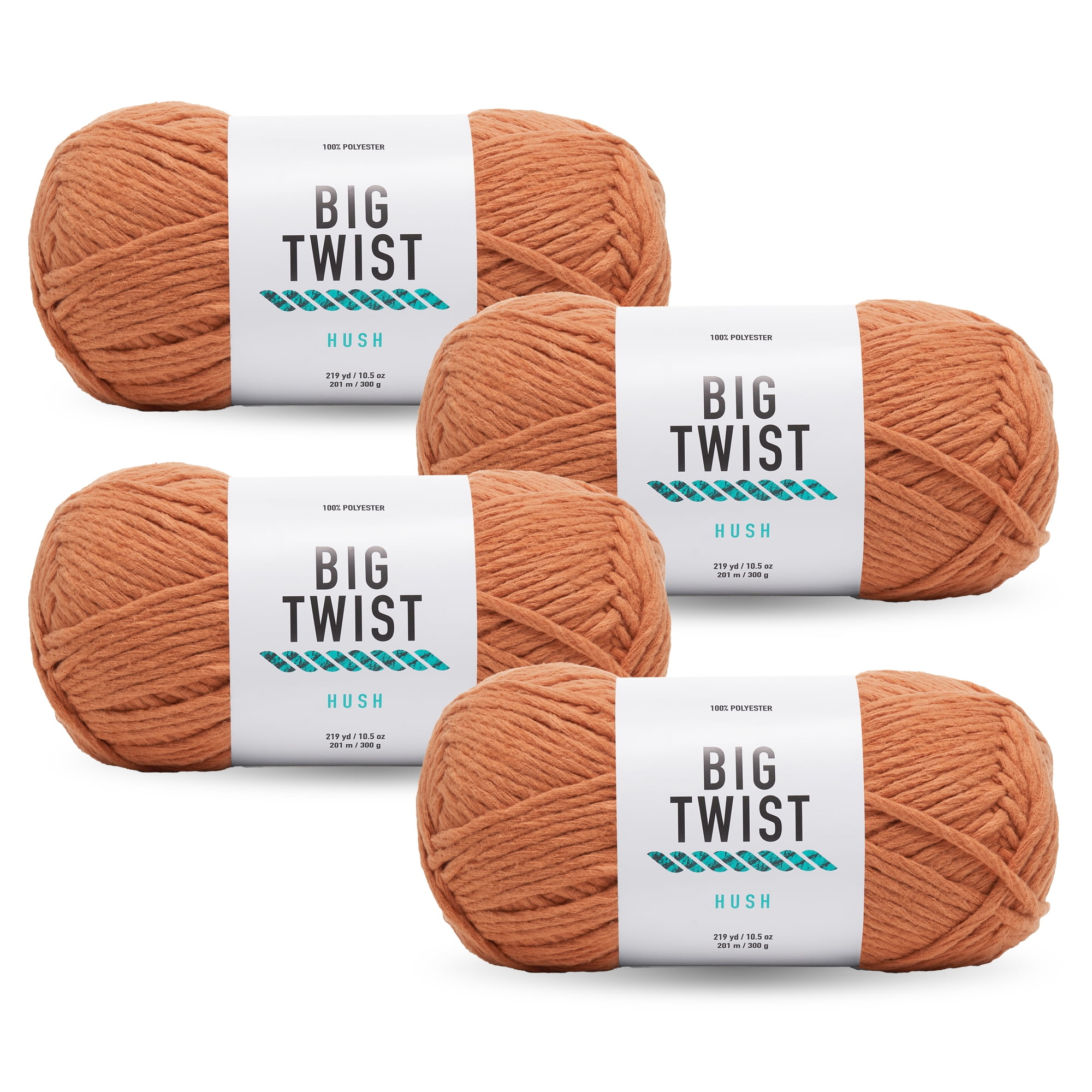 Big Twist Hush 4 Pack Bulky Polyester Yarn, Terracotta, 219 yd, 10.5 oz ...