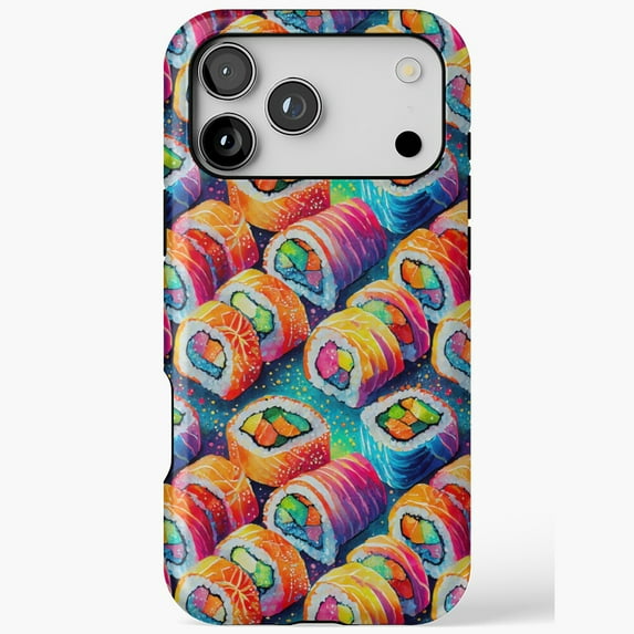 Big Vibrant Sushi Rolls Colorful Food Art Phone Case Compatible iPhone ...