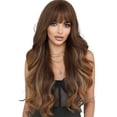 Big Wave Full Headset for Women - Curly Brown Gold Wig, 75cm Long, High ...
