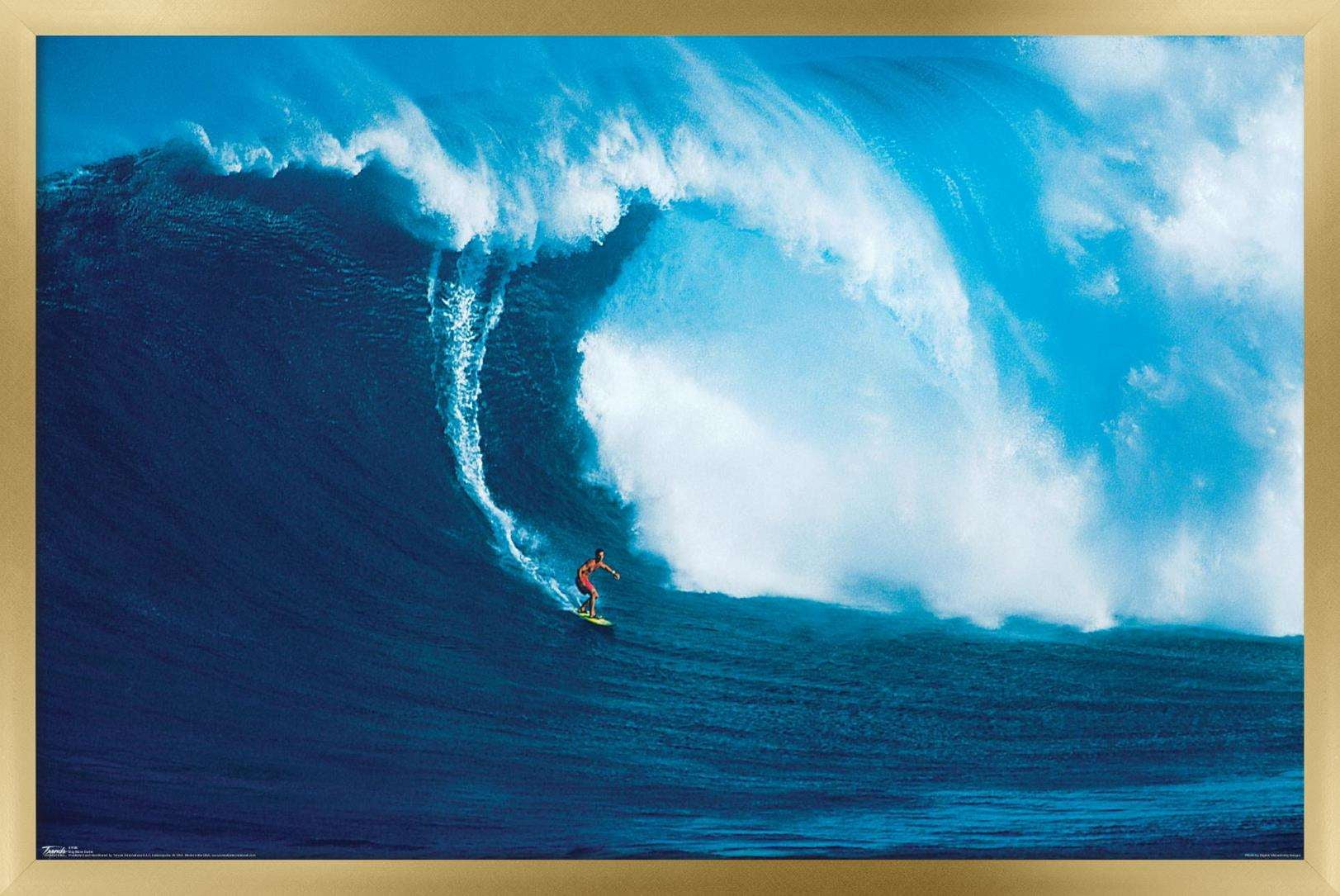 Big Wave Surfer Wall Poster, 22.375" x 34", Framed - Walmart.com