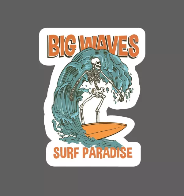 Big Waves Sticker Skeleton Surf Waterproof Sticker Phone Decal Water ...