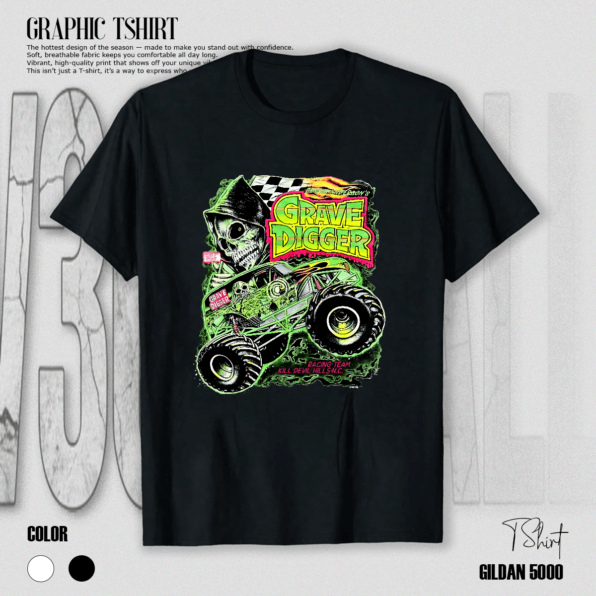 Big Wheel Monster Truck Racing Team Jam Show Car Fan Merchandise Unisex ...