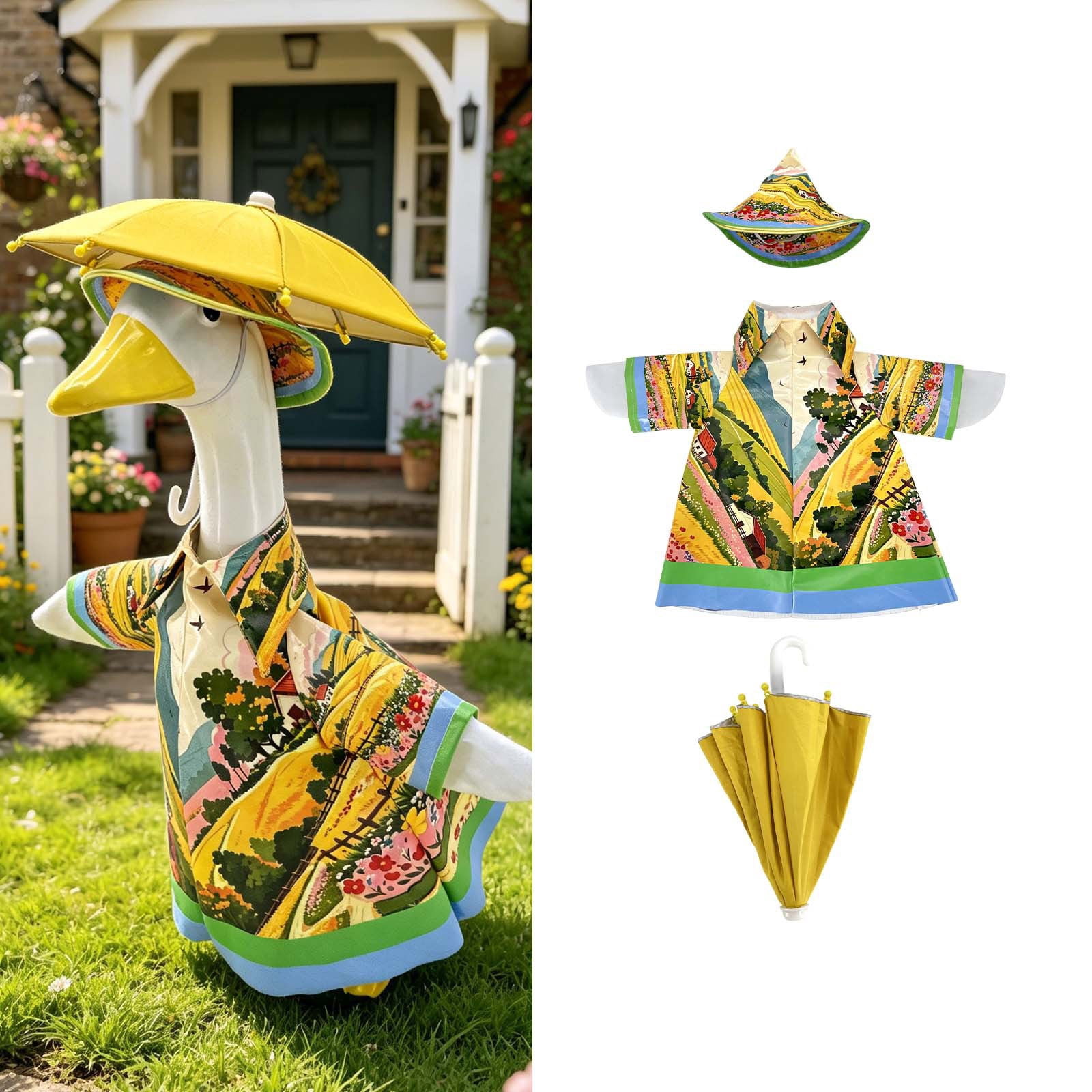 Big White Goose Festival Decor Set and Sculpture Ornament, Cute Porch ...