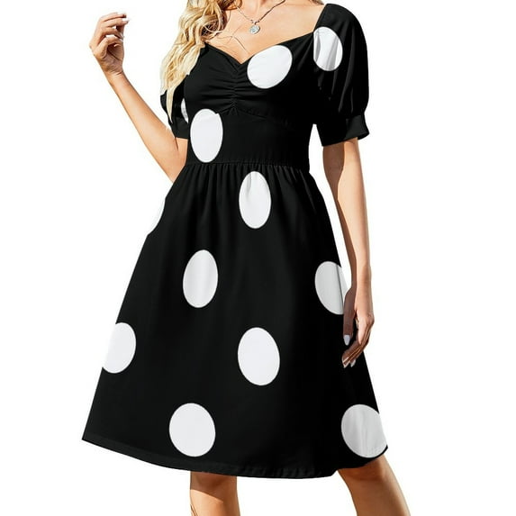 Big White on Black Polka Dot Dress beach outfits for women dress party ...