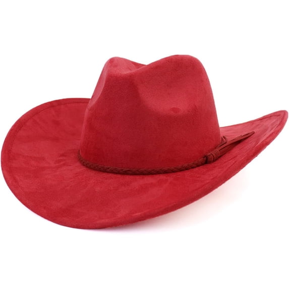Big Wide Brim Cowboy Hat for Women Men Suede Western Cowgirl Hats Large ...
