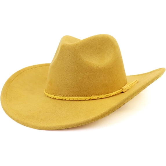 Big Wide Brim Cowboy Hat for Women Men Suede Western Cowgirl Hats Large ...