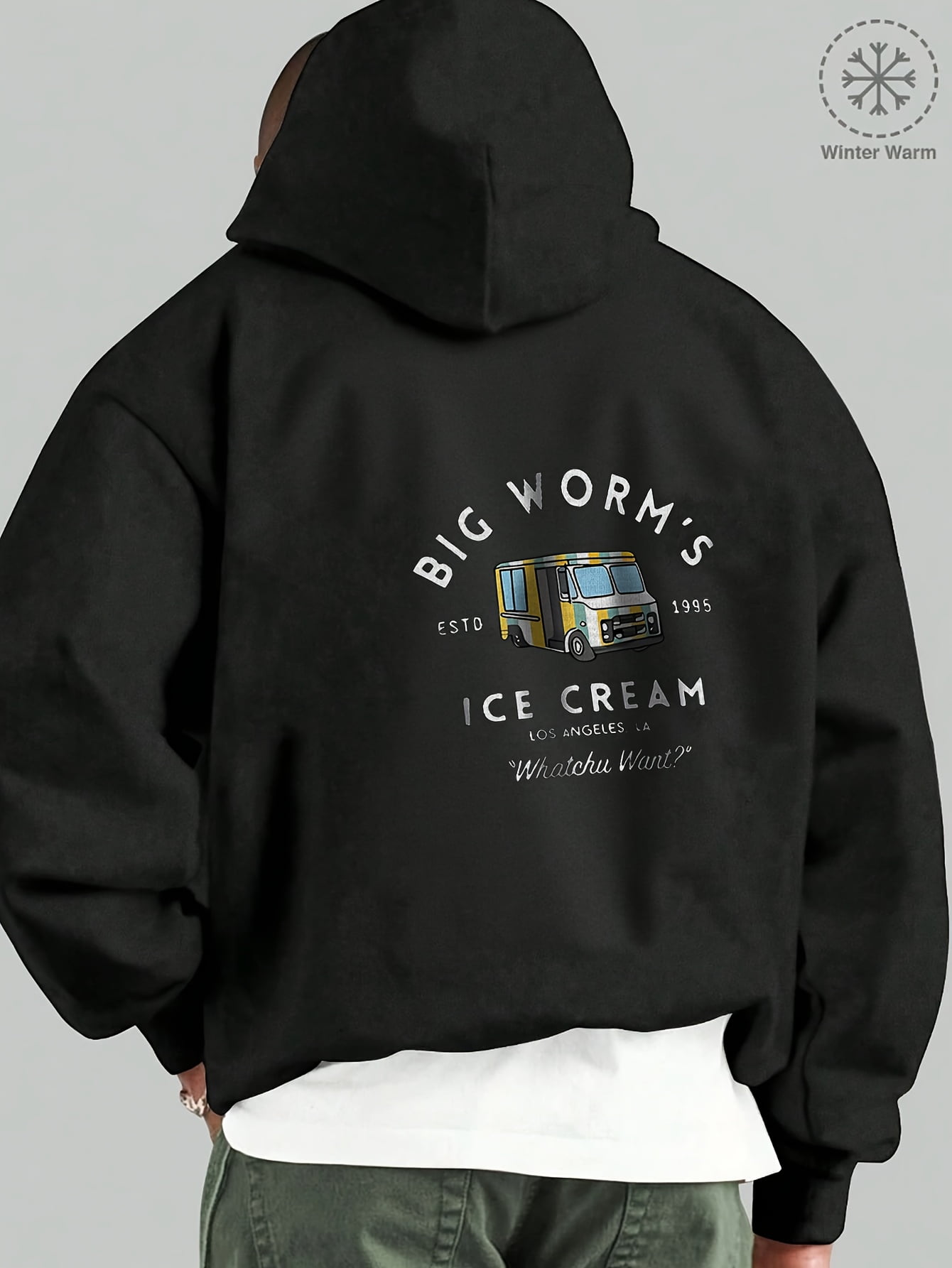 Big Worm's Ice Cream Men's Hoodie - Vintage Truck Design for LA Lovers - Walmart.com
