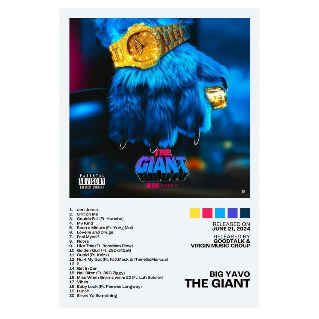 Big Yavo The Giant Album Cover Music Poster Rap Home Decor For Living ...