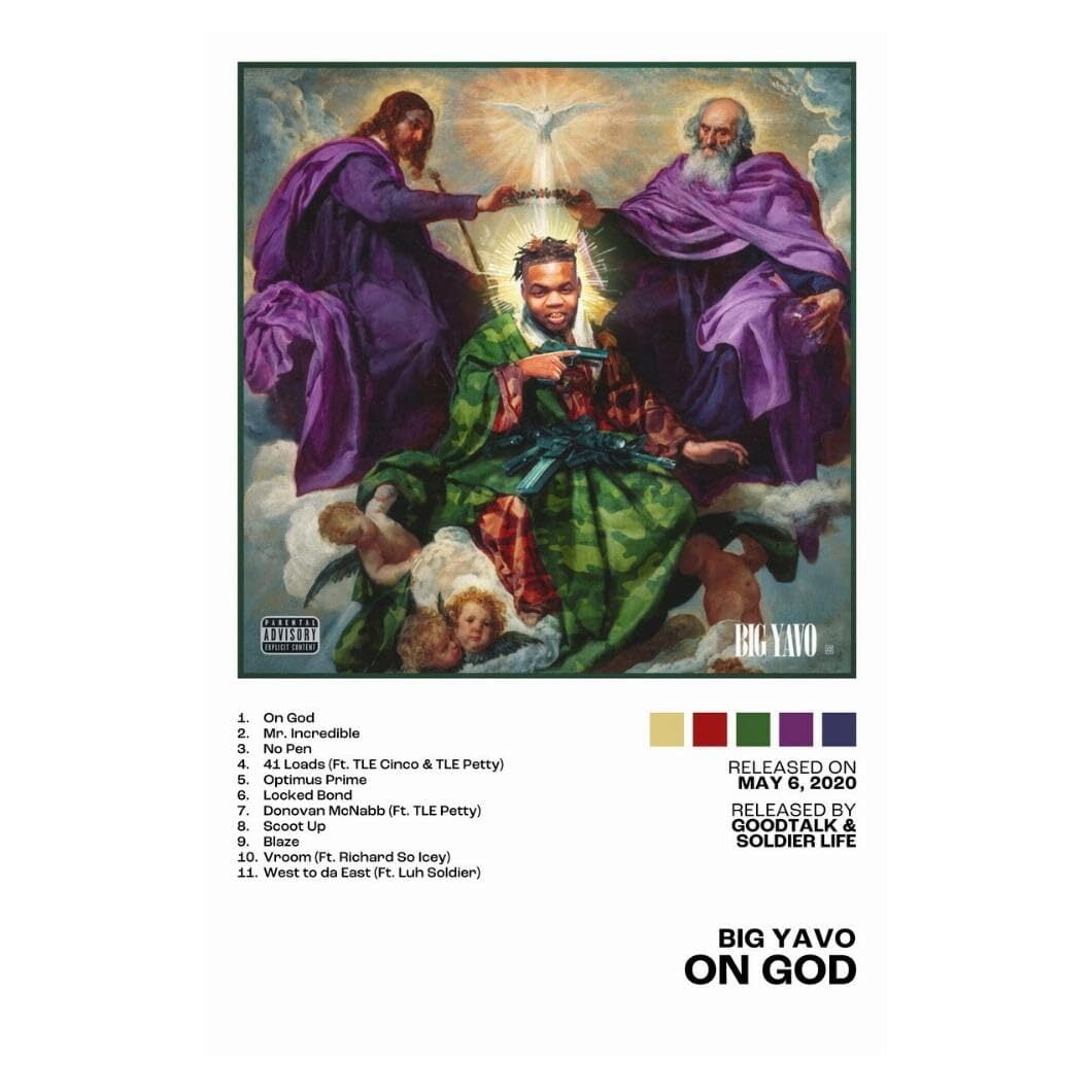 Big Yavo On God Album Cover Music Poster Rap Home Decor For Living Room ...