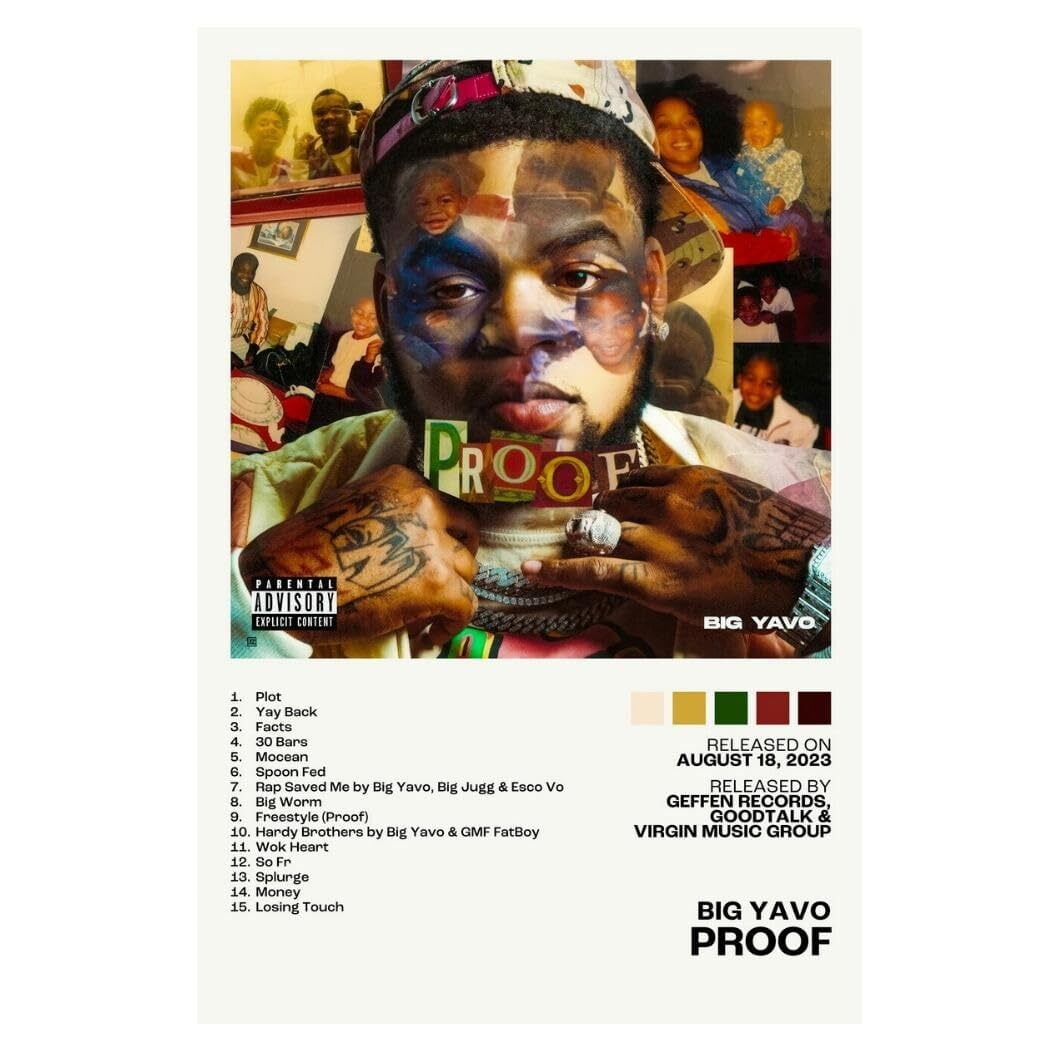 Big Yavo Proof Album Cover Music Poster Rap Home Decor For Living Room ...