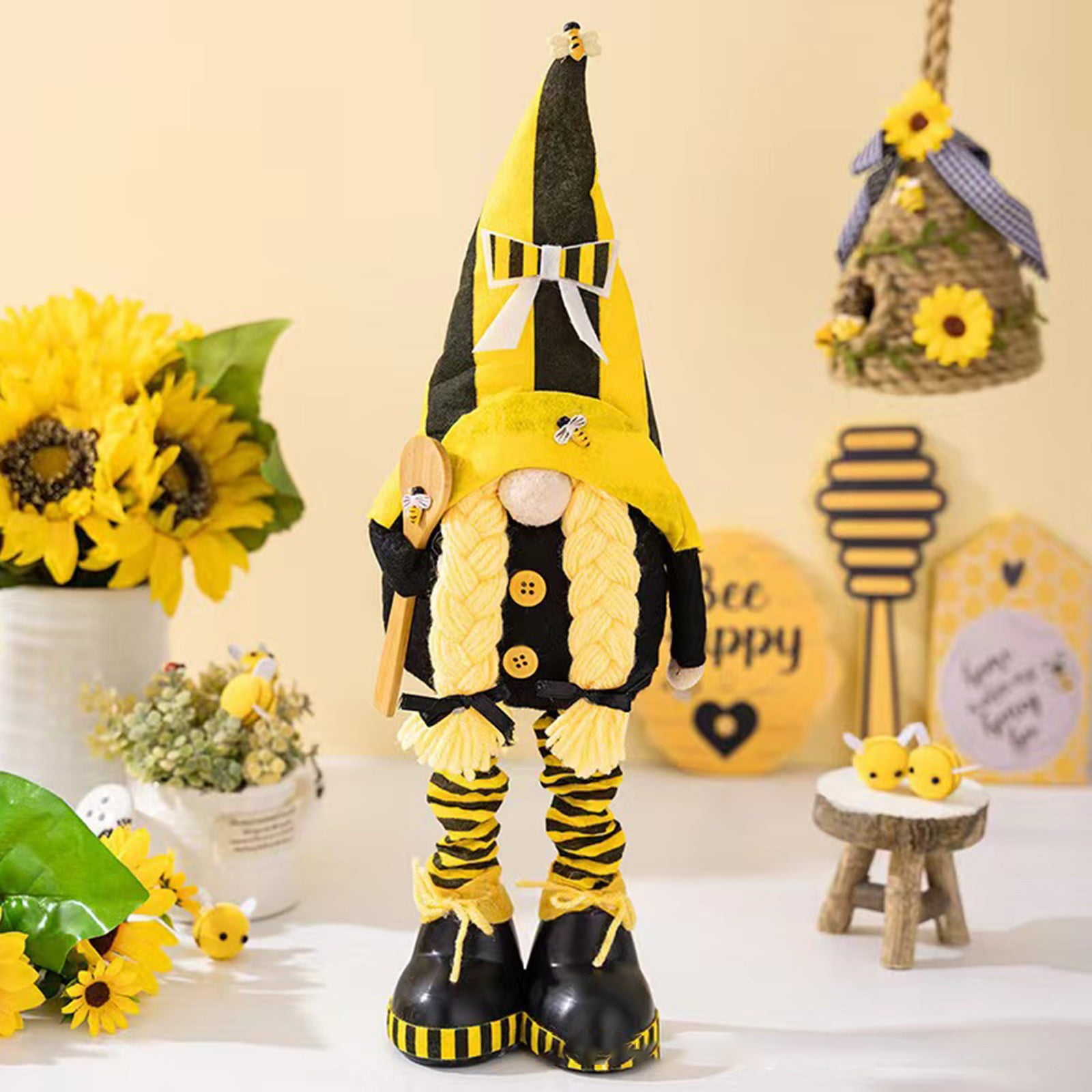 Big Yellow Bee Gnome Decoration Extendable Gnome Elder Bee Home ...