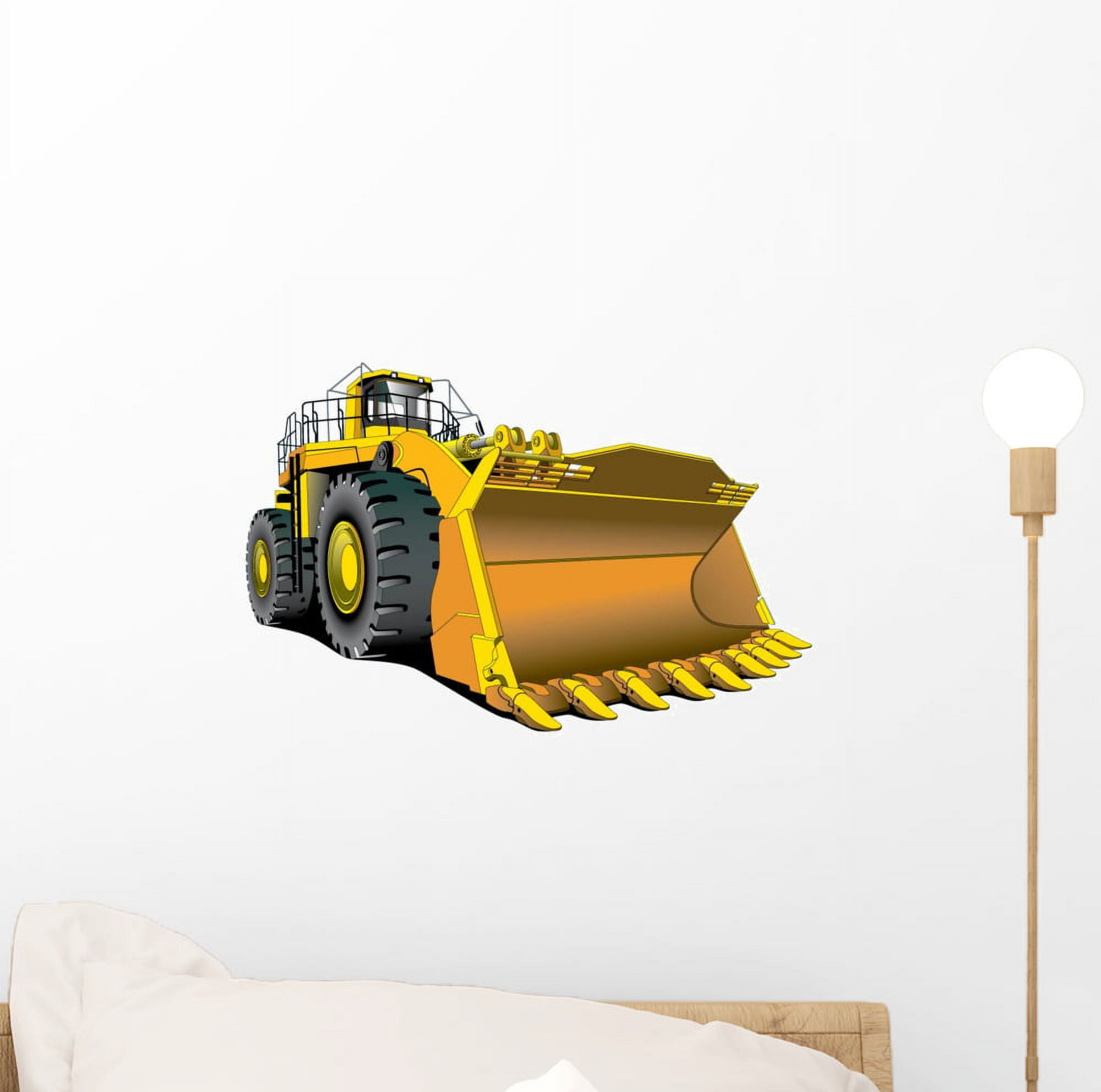 Big Yellow Construction Bulldozer Wall Decal Sticker, Wallmonkeys Peel ...