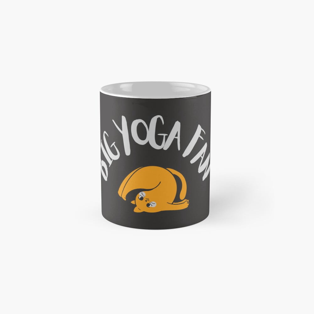 Big Yoga Fan Gold Yellow Cat Design Sport Fitness Exercise Classic Mug ...