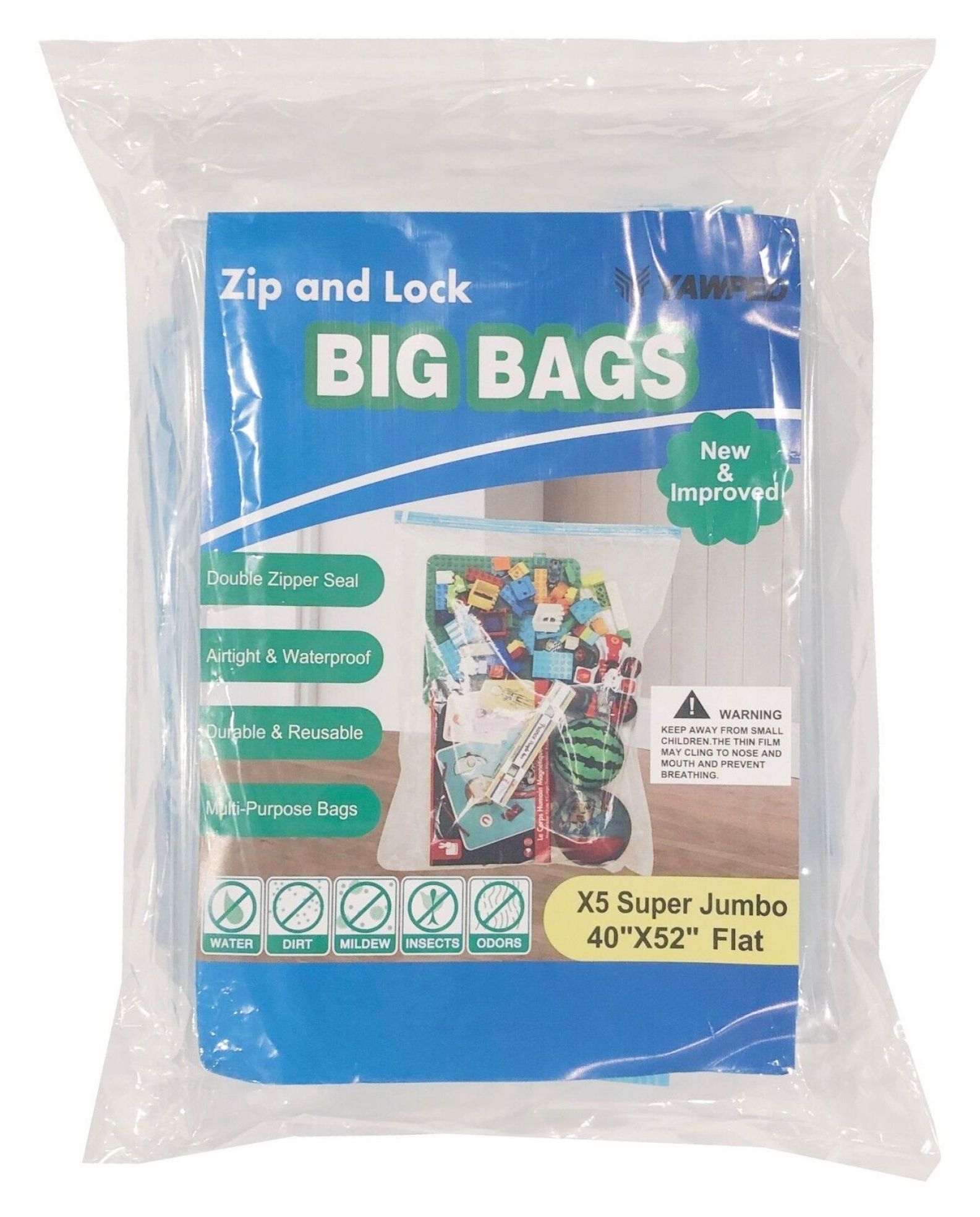 Big Zip Lock ZIPLOCK Zipper Resealable Storage Clear Bag Thick 3 MILs ...