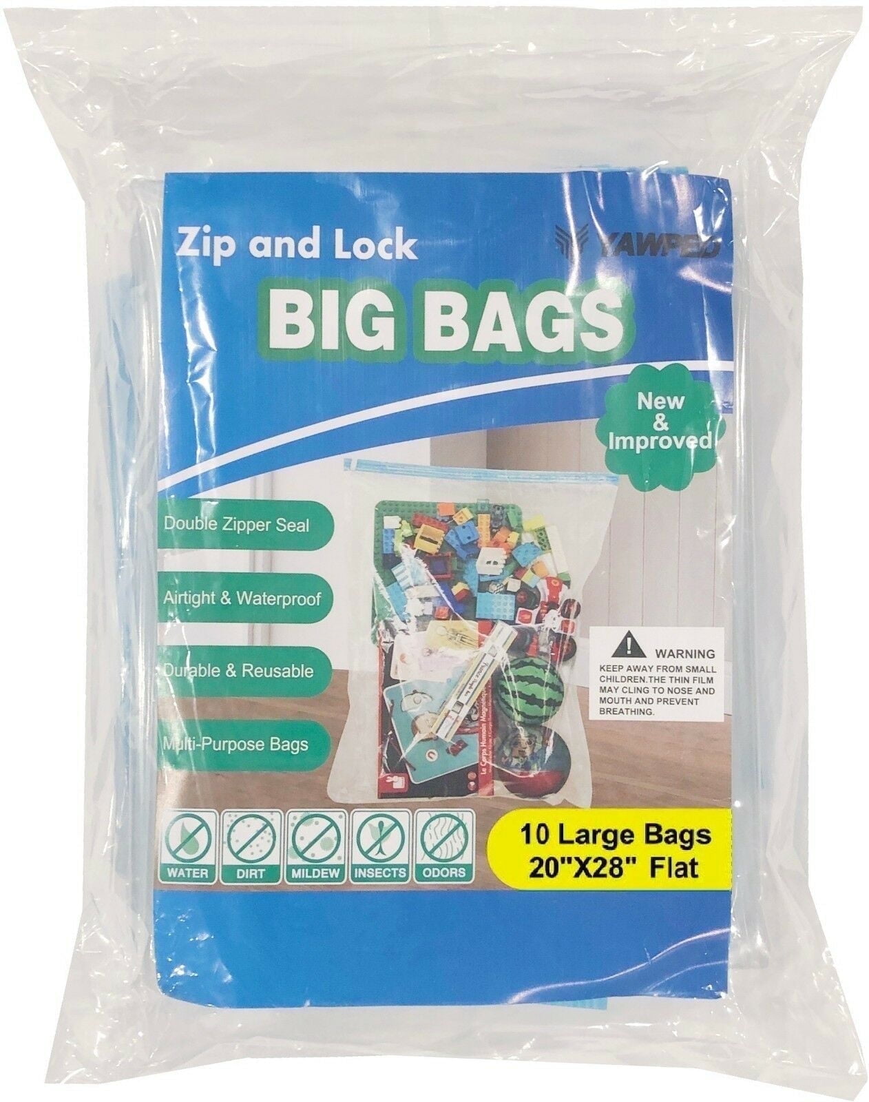 Large Ziploc-Style XL Resealable Plastic Storage Bags with Strong Seal ...