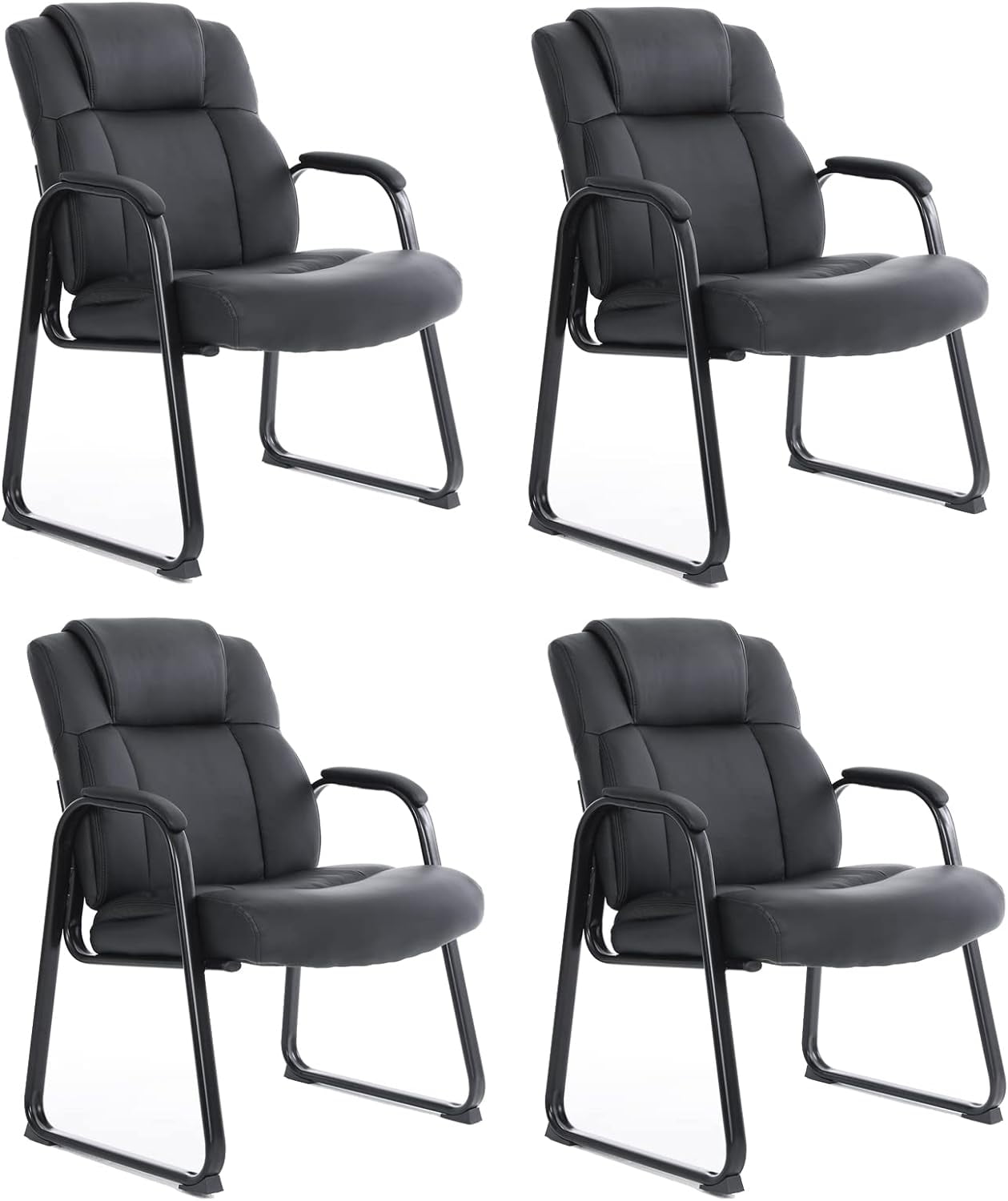 Big & Tall 400 lb. Guest Chair Leather Reception Chairs with Sled Base ...