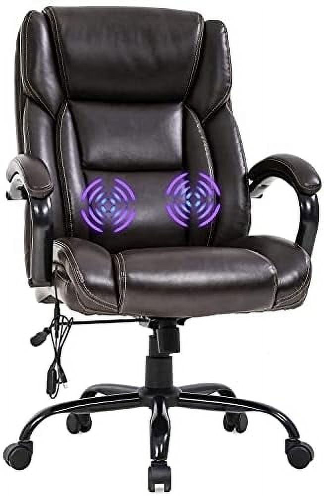 Big & Tall Office Chair 500lbs PU Leather Ergonomic Computer Chair Desk ...
