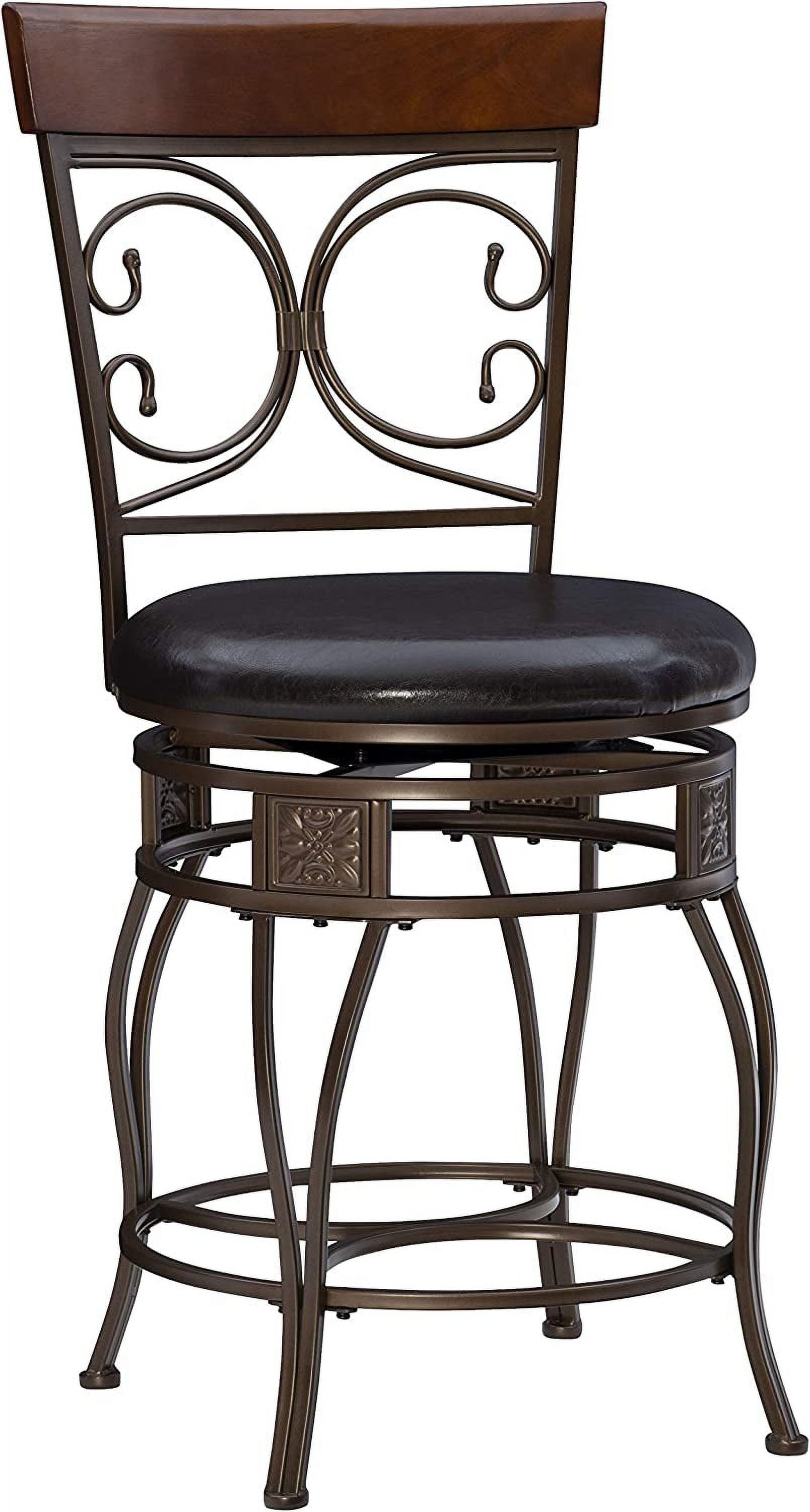 Big and Tall Back Scroll Stool, Counter Height, Dark Bronze/Brown ...