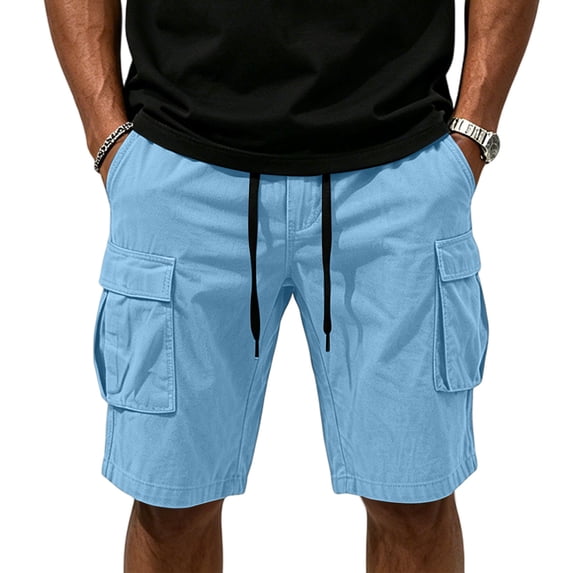 Big and Tall Cargo Shorts for Men Drawstring Elastic Waist Summer Work ...