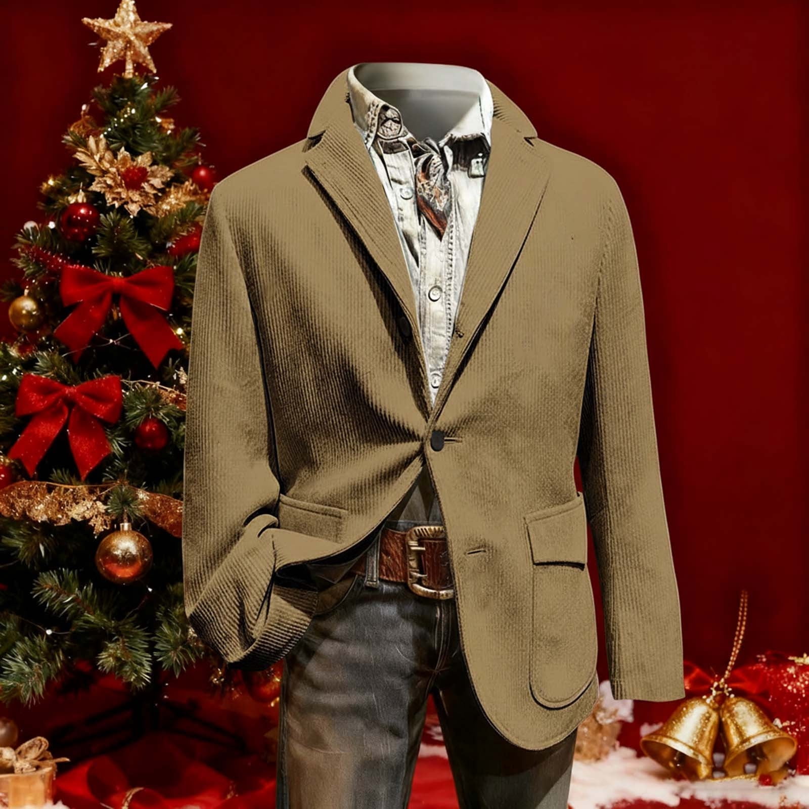 Big and Tall Christmas Blazers for Men Formal Corduroy Jacket Business ...