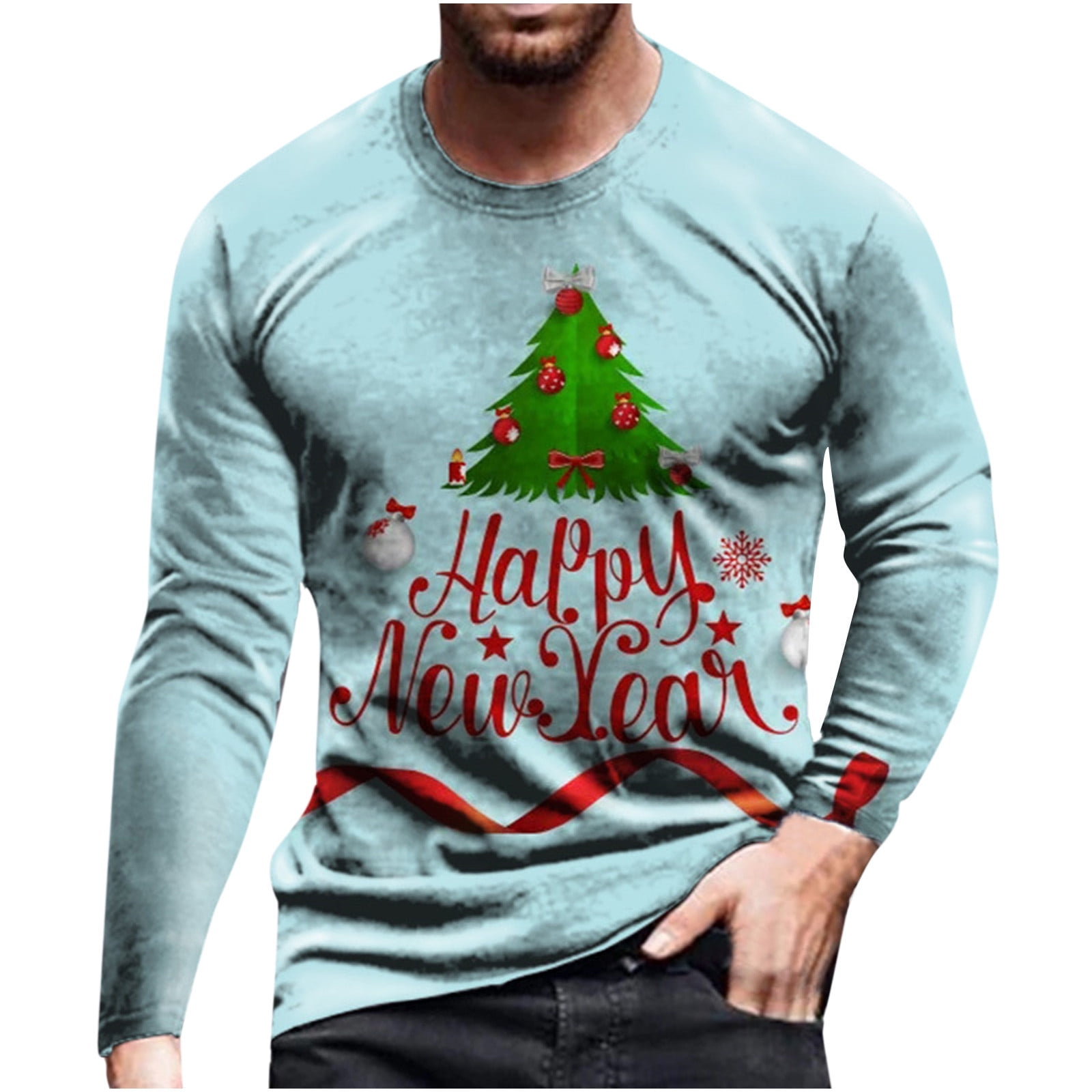 Big and Tall Christmas Tops for Men, Santa Xmas Sweatshirts Party ...