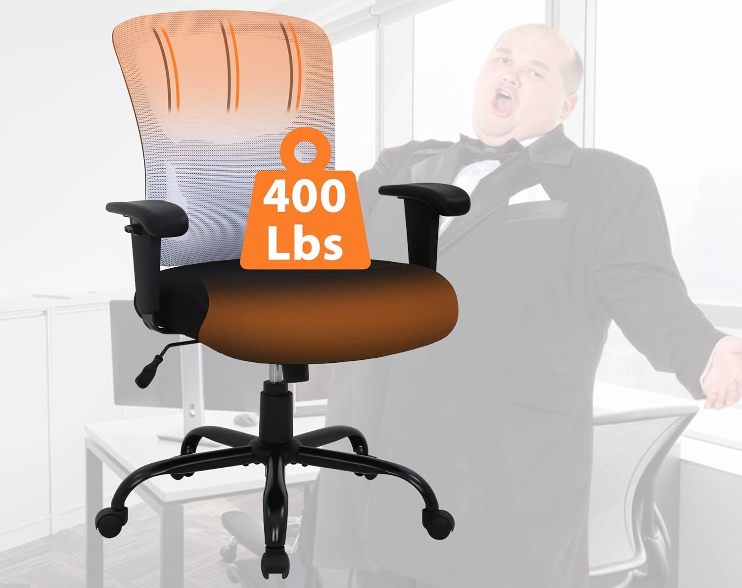 Big and Tall Ergonomic Mesh Office Chair - 400 Lbs Capacity, Wide Thick ...