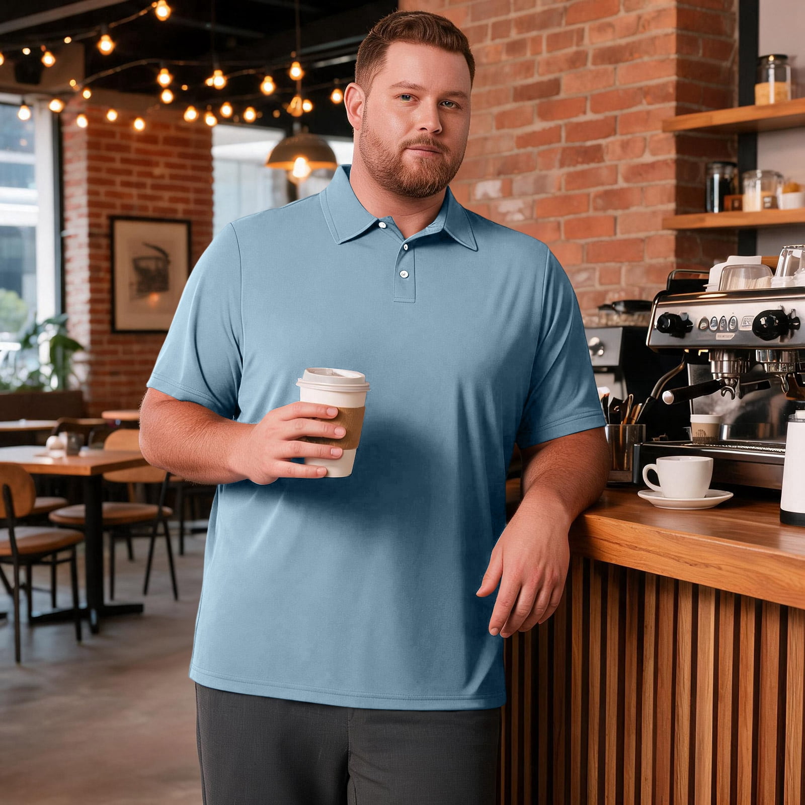Big and Tall Essentials Men's Solid Golf Polo Shirt, Black, Sizes XLT ...