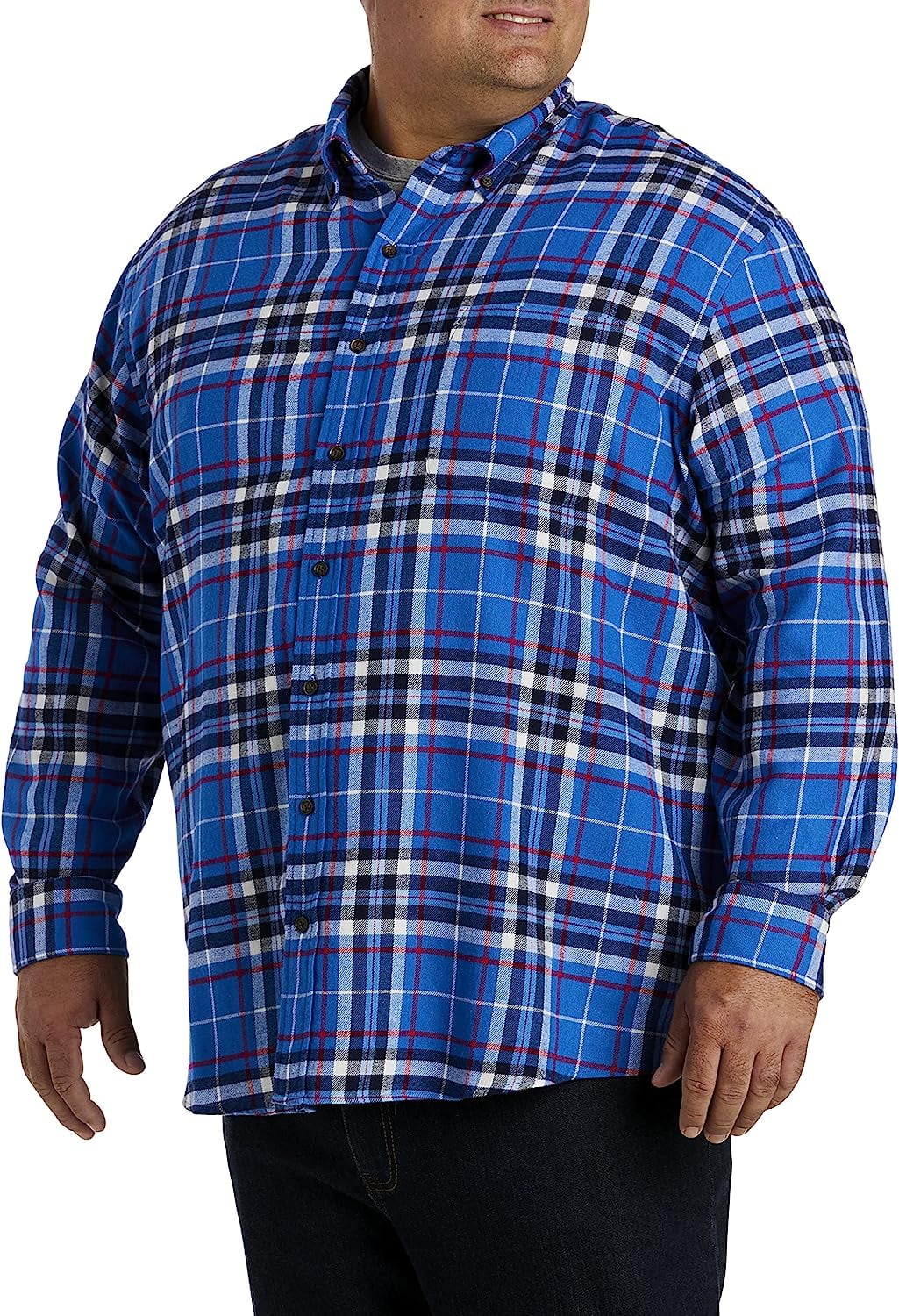 Big And Tall Essentials By Dxl Mens Plaid Flannel Sport Shirt Blue
