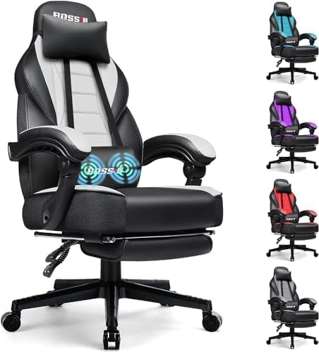 Big and Tall Gaming Chair with Footrest and Massage, 400lb Weight ...