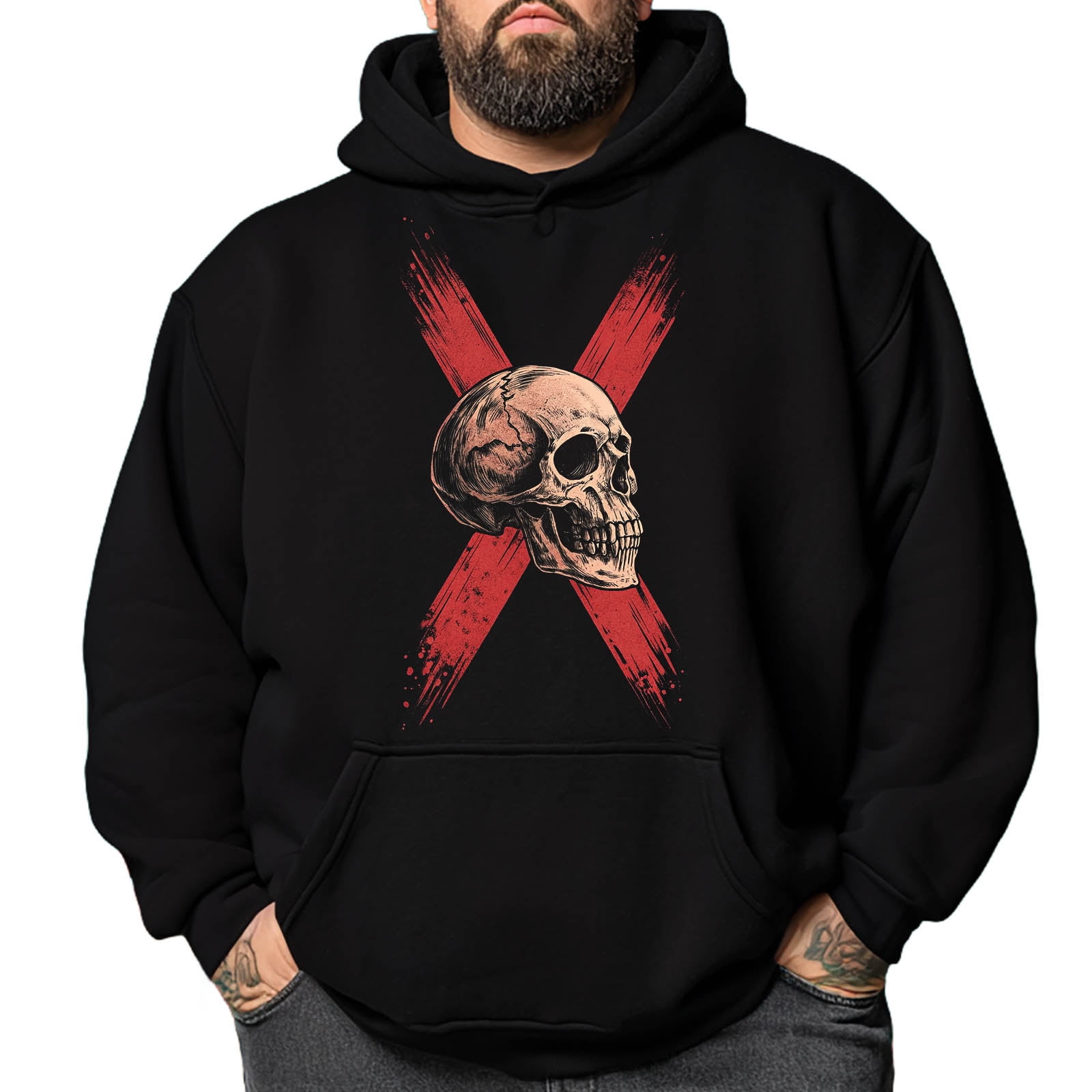Big and Tall Men Hoodie Plus Size Hooded Sweatshirt Fleece Pullover 2XL ...