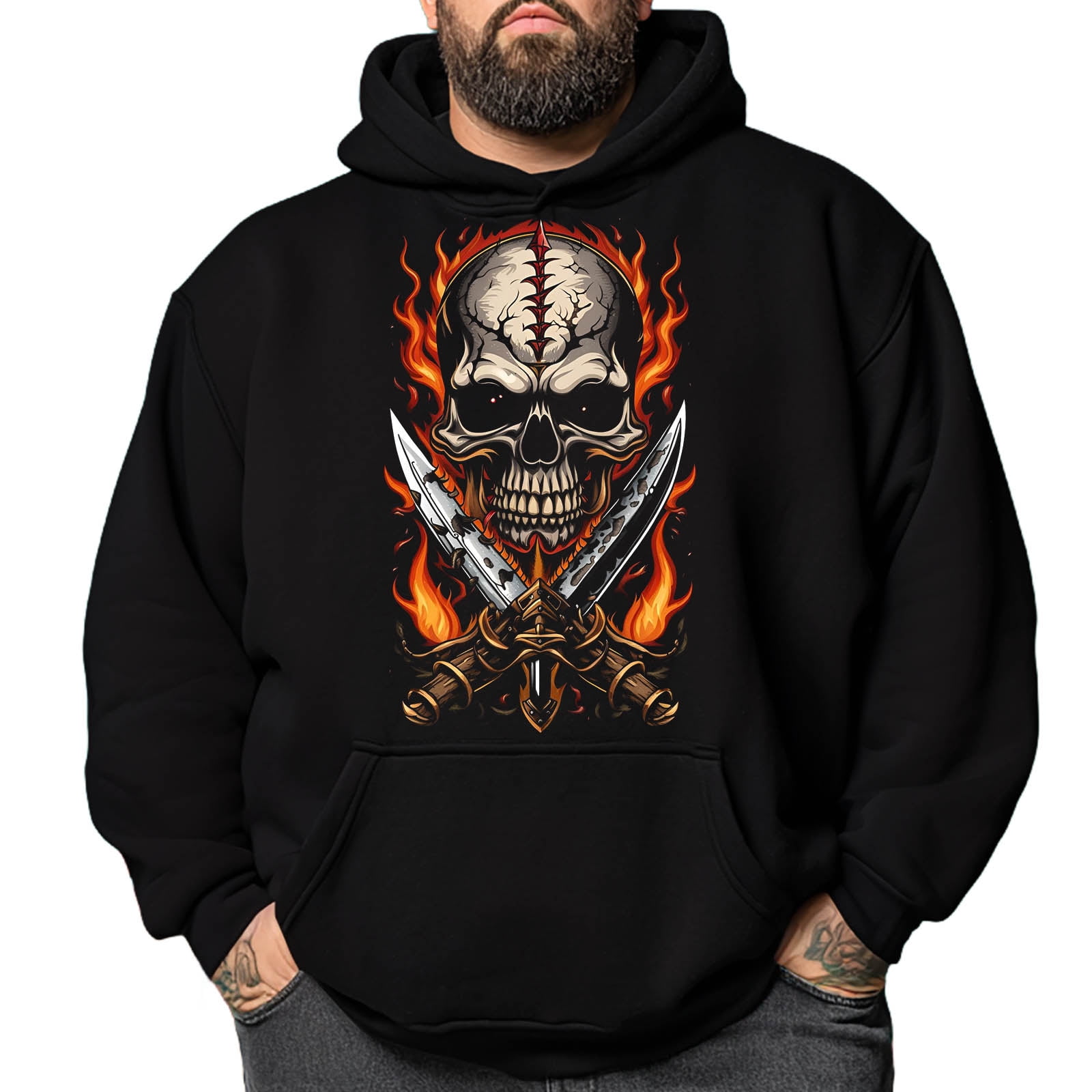 Big and Tall Men Hoodie Plus Size Hooded Sweatshirt Fleece Pullover 8XL ...