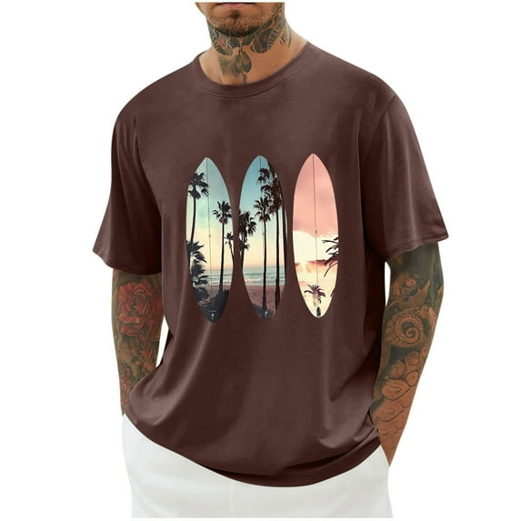 Big and Tall Men's Graphic Shirts Short Sleeve Crew-Neck Hawaiian ...