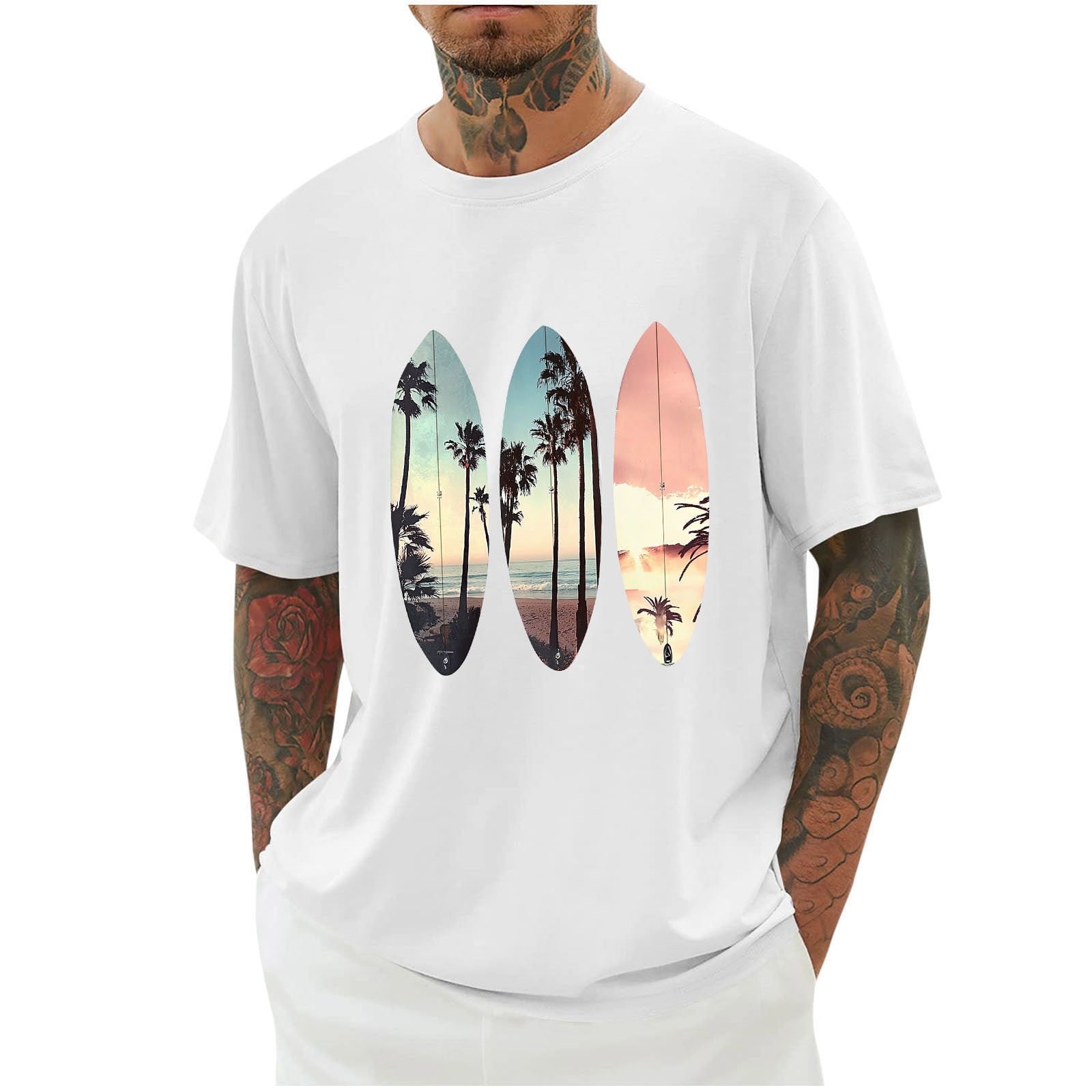 Big and Tall Men's Graphic Shirts Short Sleeve Crew-Neck Hawaiian ...