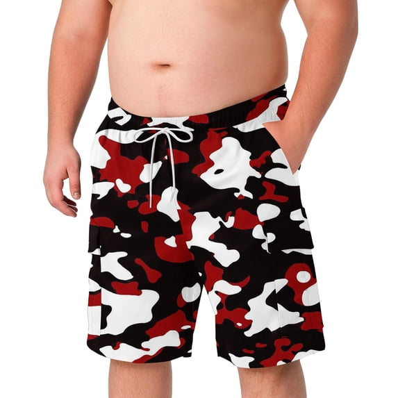 Big and Tall Men's Knee Length Cargo Shorts Elastic Waist Drawstring ...